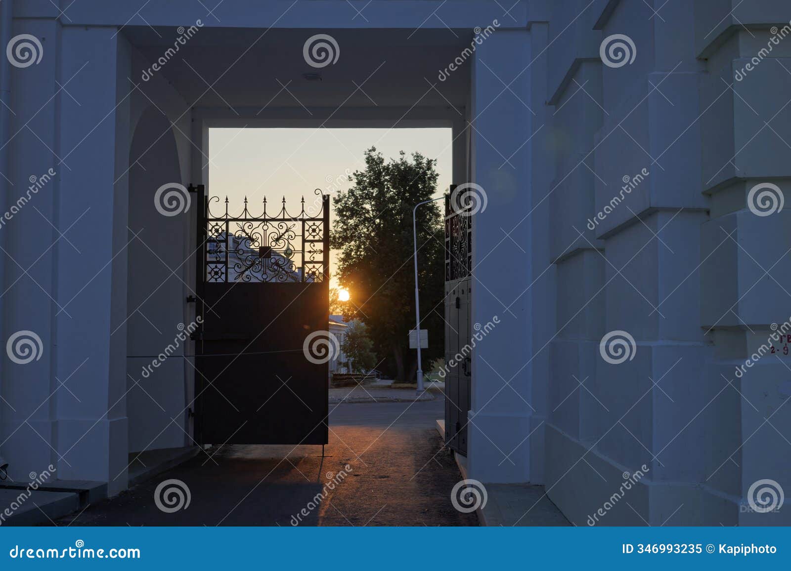 Gate is Open in Front of a Building Stock Image - Image of contemporary ...