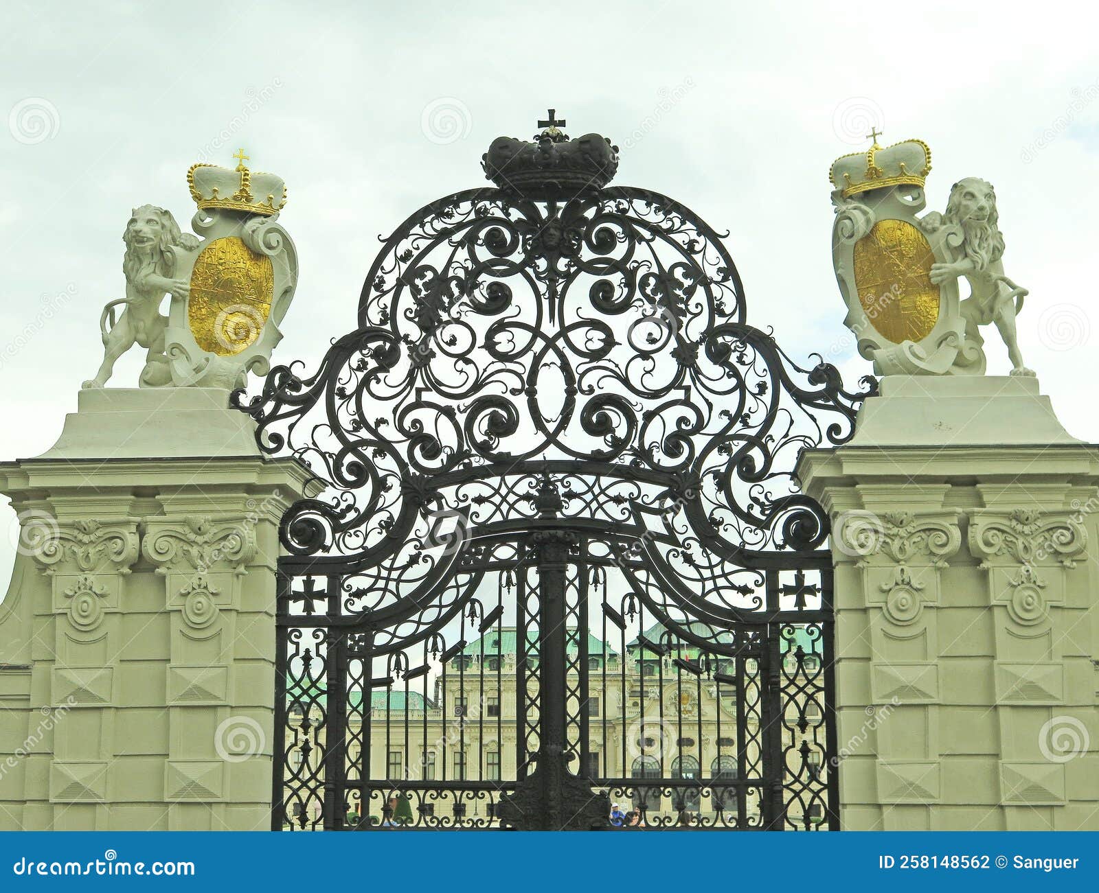 Gate of a palace in Vienna stock photo. Image of pillars - 258148562