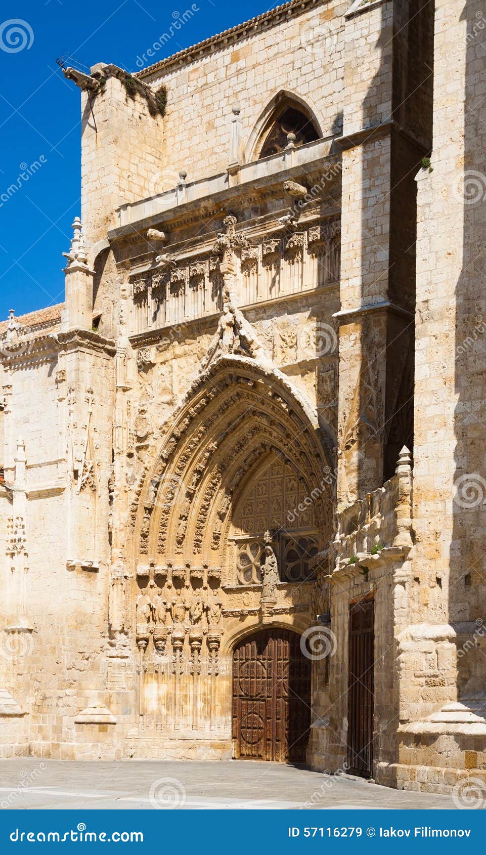 Gate of Palencia Cathedral stock image. Image of spain - 57116279