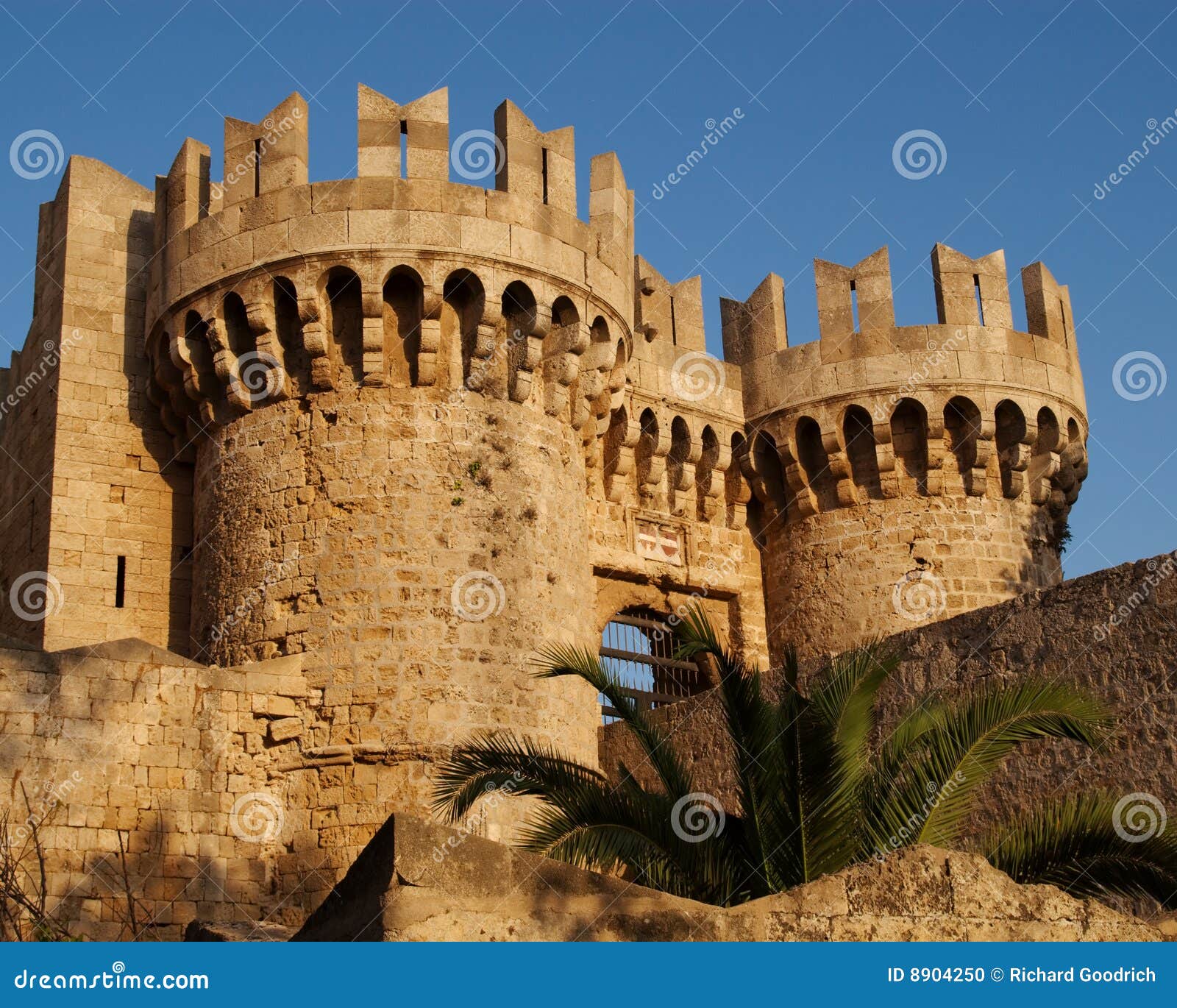 Gate and Palm, Rhodes, Greece Stock Photo - Image of gate, turret: 8904250