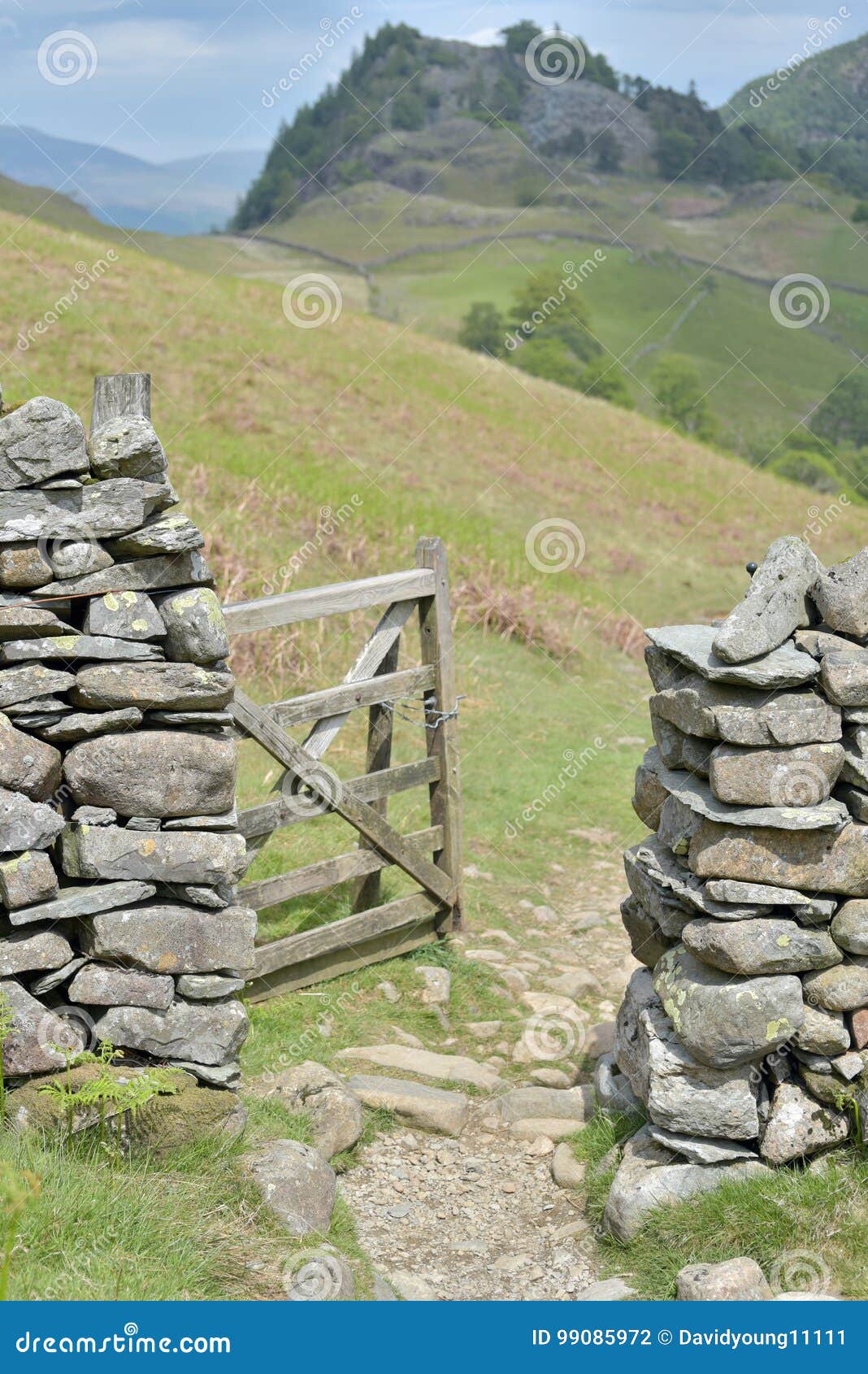 Gate on path, Borrowdale stock photo. Image of hill, borrowdale - 99085972