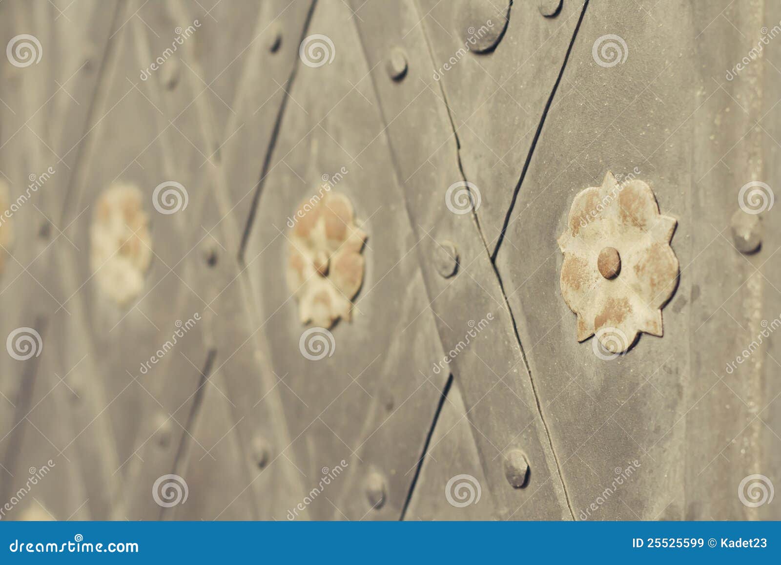 Gate with Rivets and Ancient Style Steel Flowers Stock Image - Image of ...