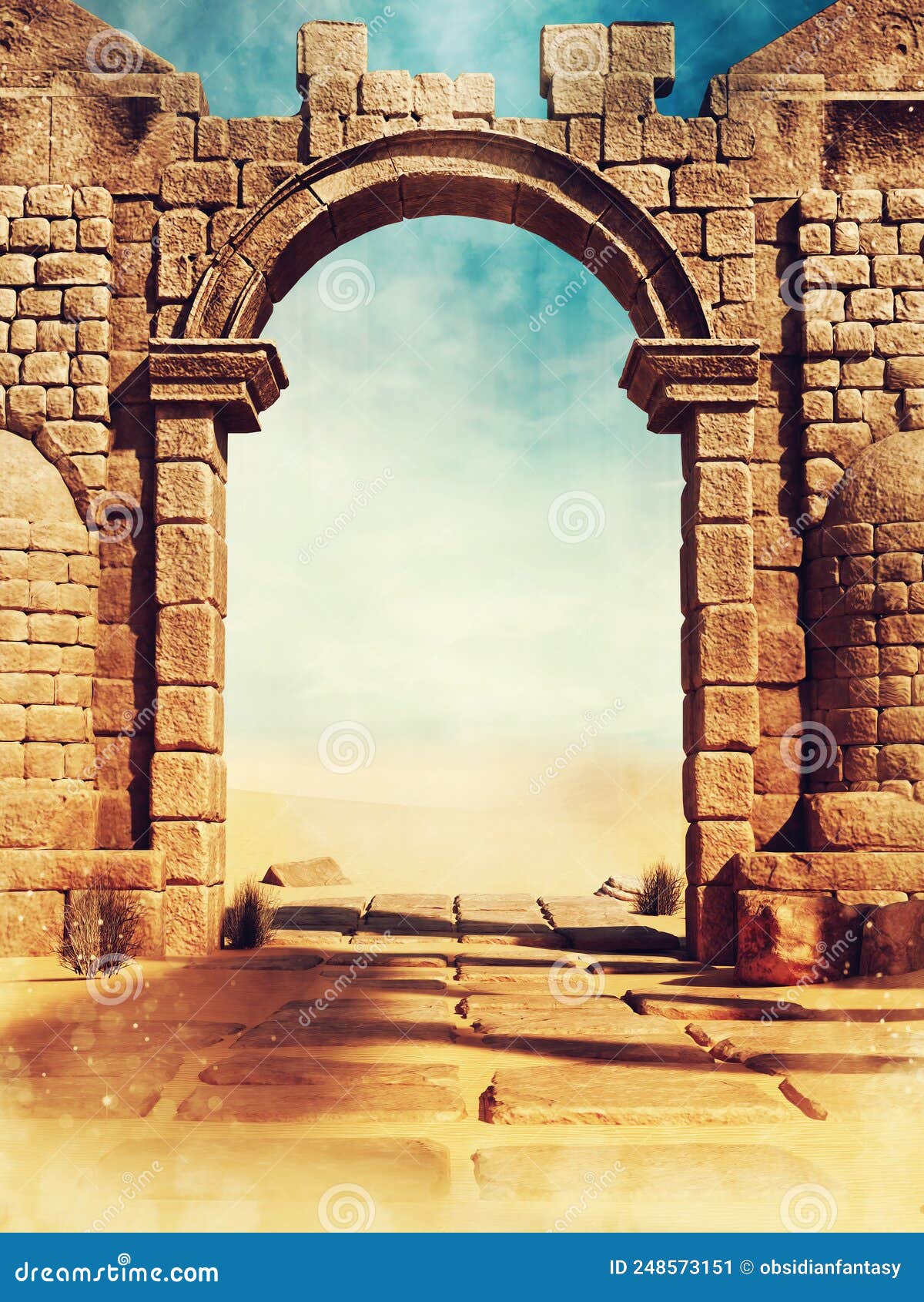 Ruined Gate To A Destroyed City Royalty-Free Stock Photography ...