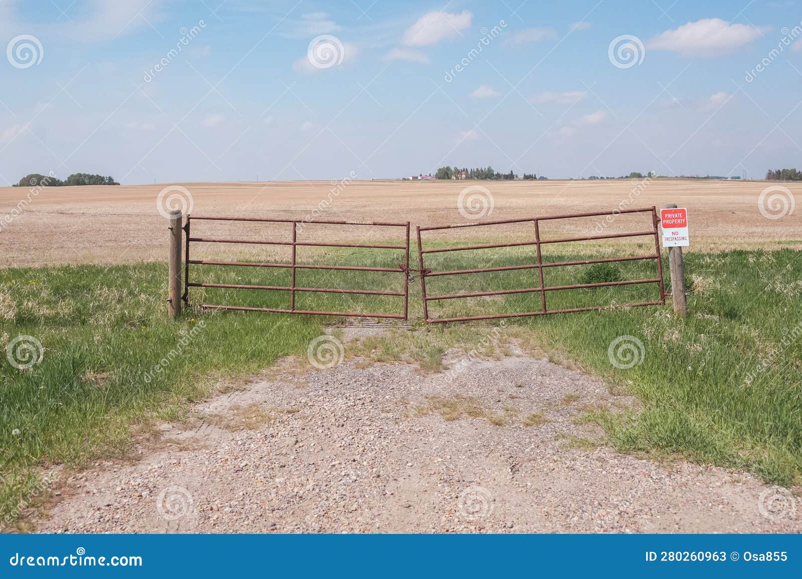 Gate in Rural Alberta Farm in Summer Stock Image - Image of outdoors ...