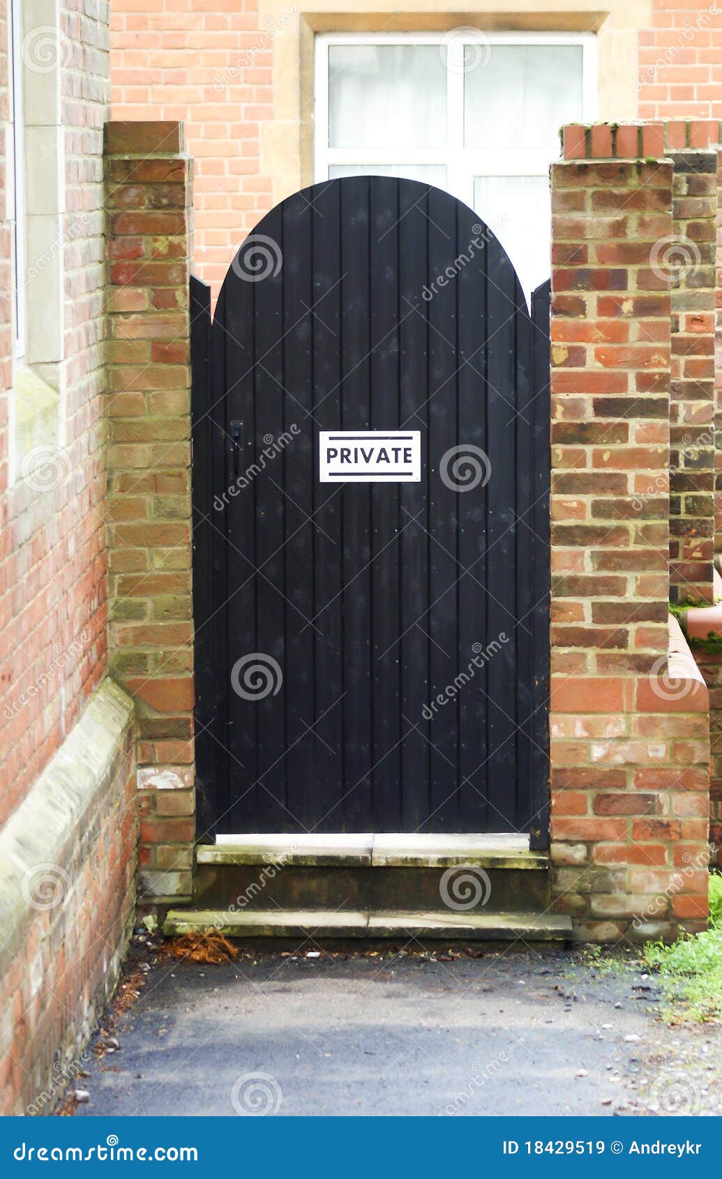 Gate with a sign private stock image. Image of garden - 18429519