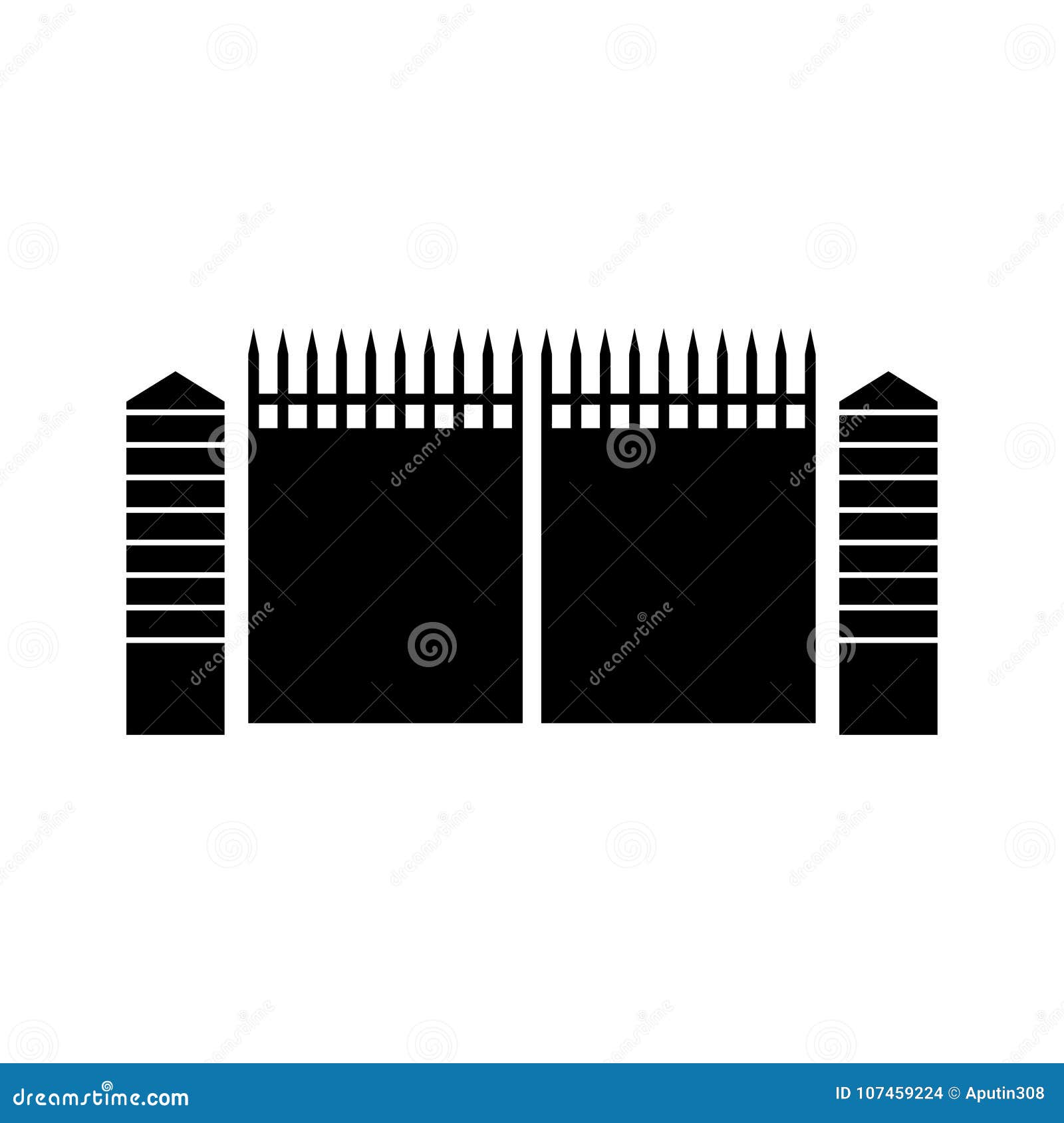 Gate with Stone Pillars Icon Vector Stock Vector - Illustration of ...