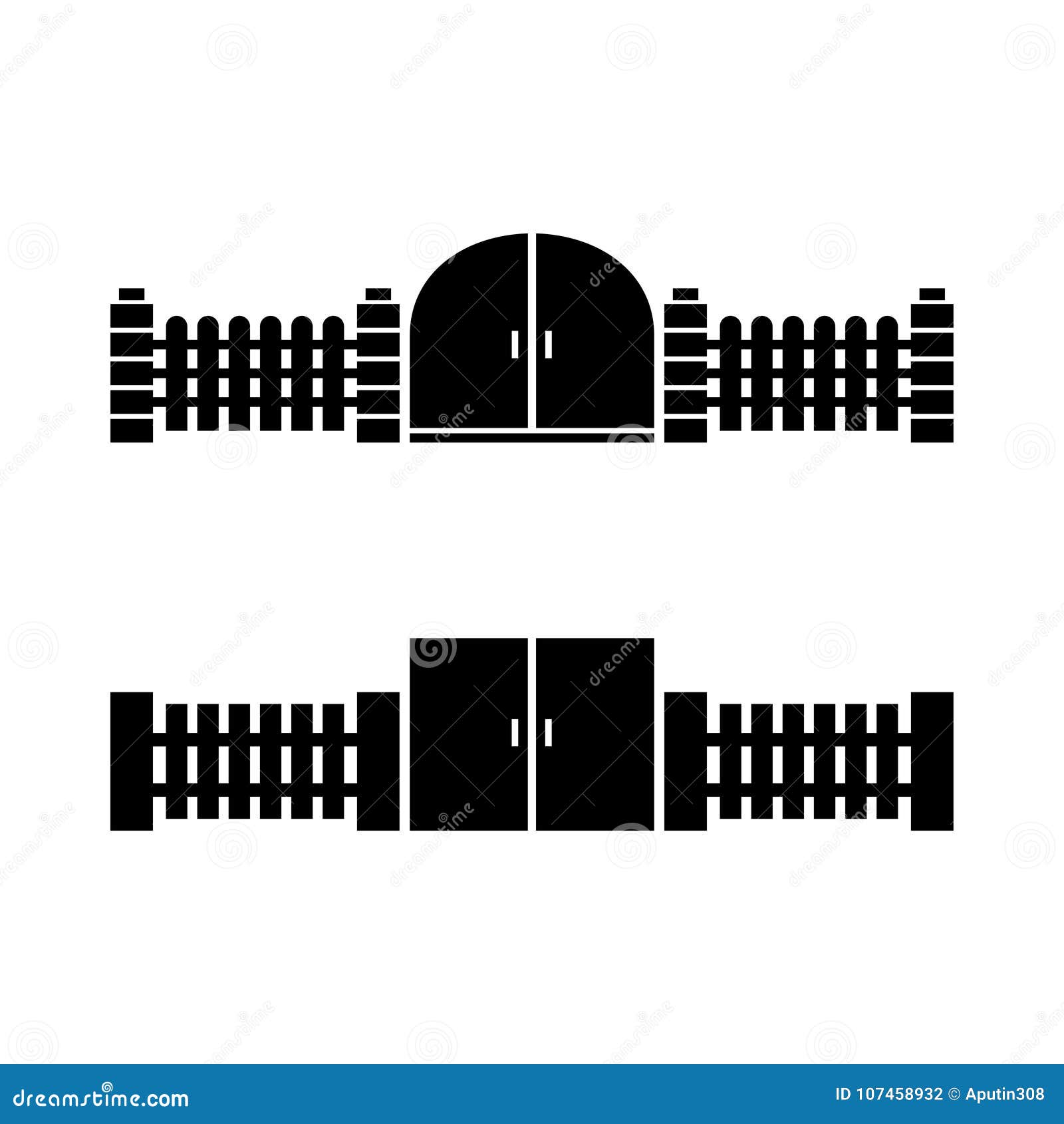Gate with Stone Pillars Icon Vector Stock Vector - Illustration of ...