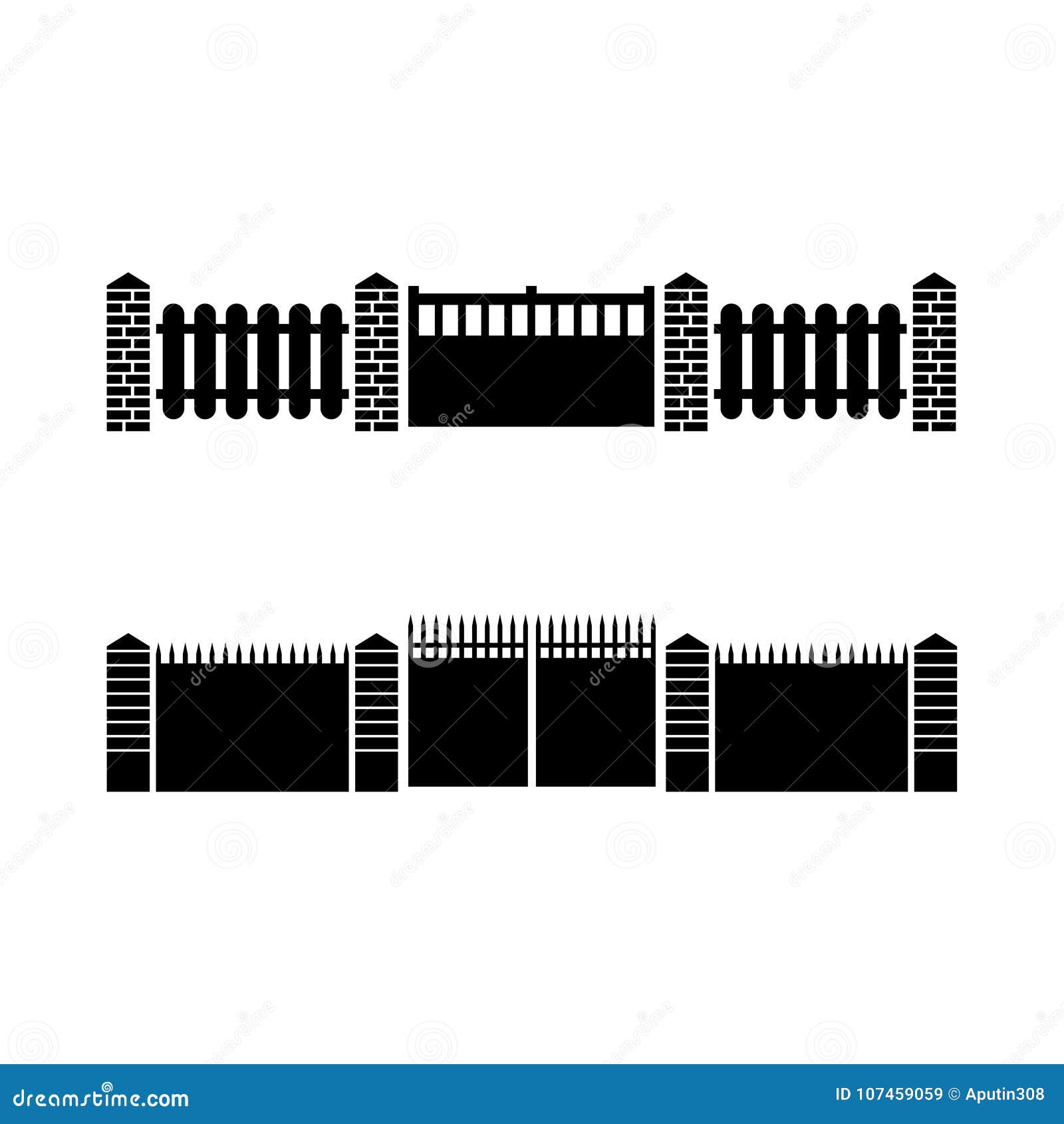 Gate with Stone Pillars Icon Vector Stock Vector - Illustration of flat ...