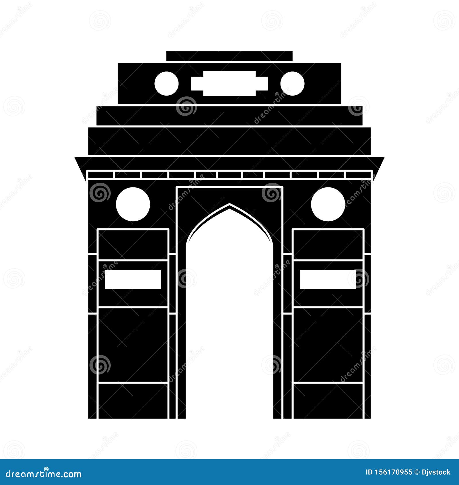 Gate Structure Emblematic of Indian Stock Illustration - Illustration ...