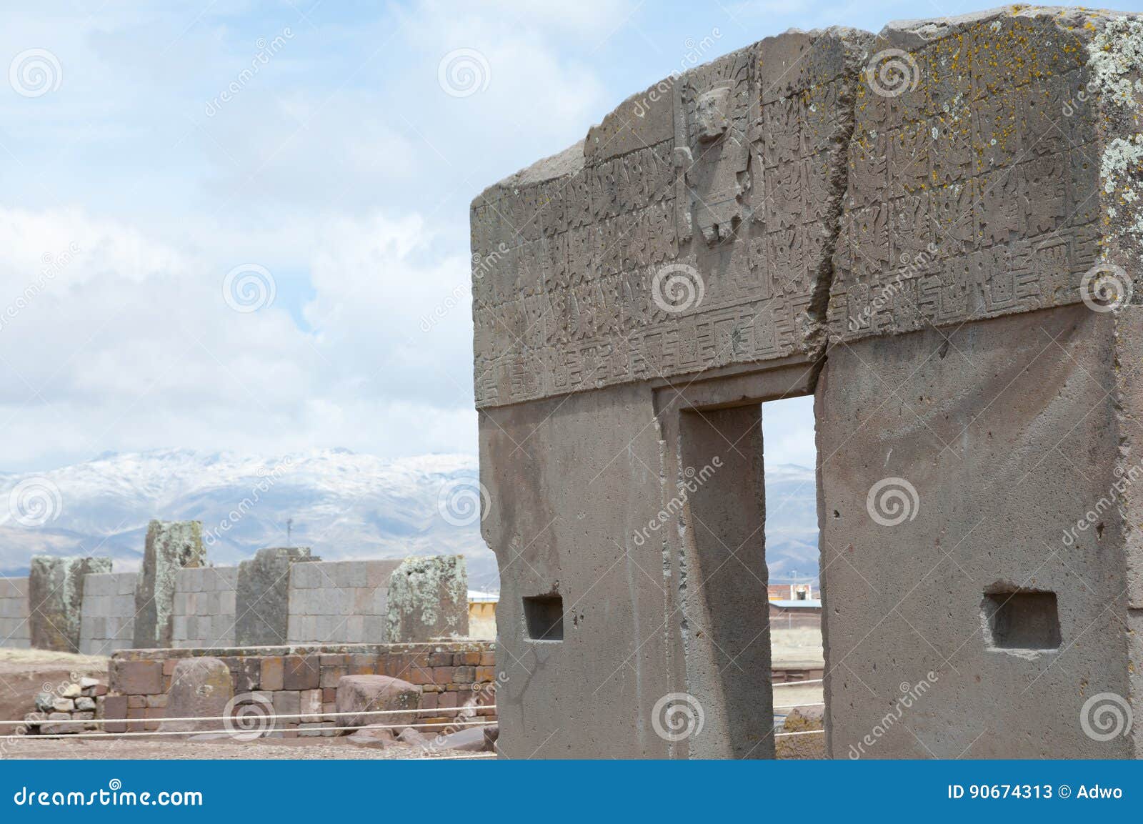 Gate of the Sun - Tiwanaku - Bolivia Stock Image - Image of archaeology ...