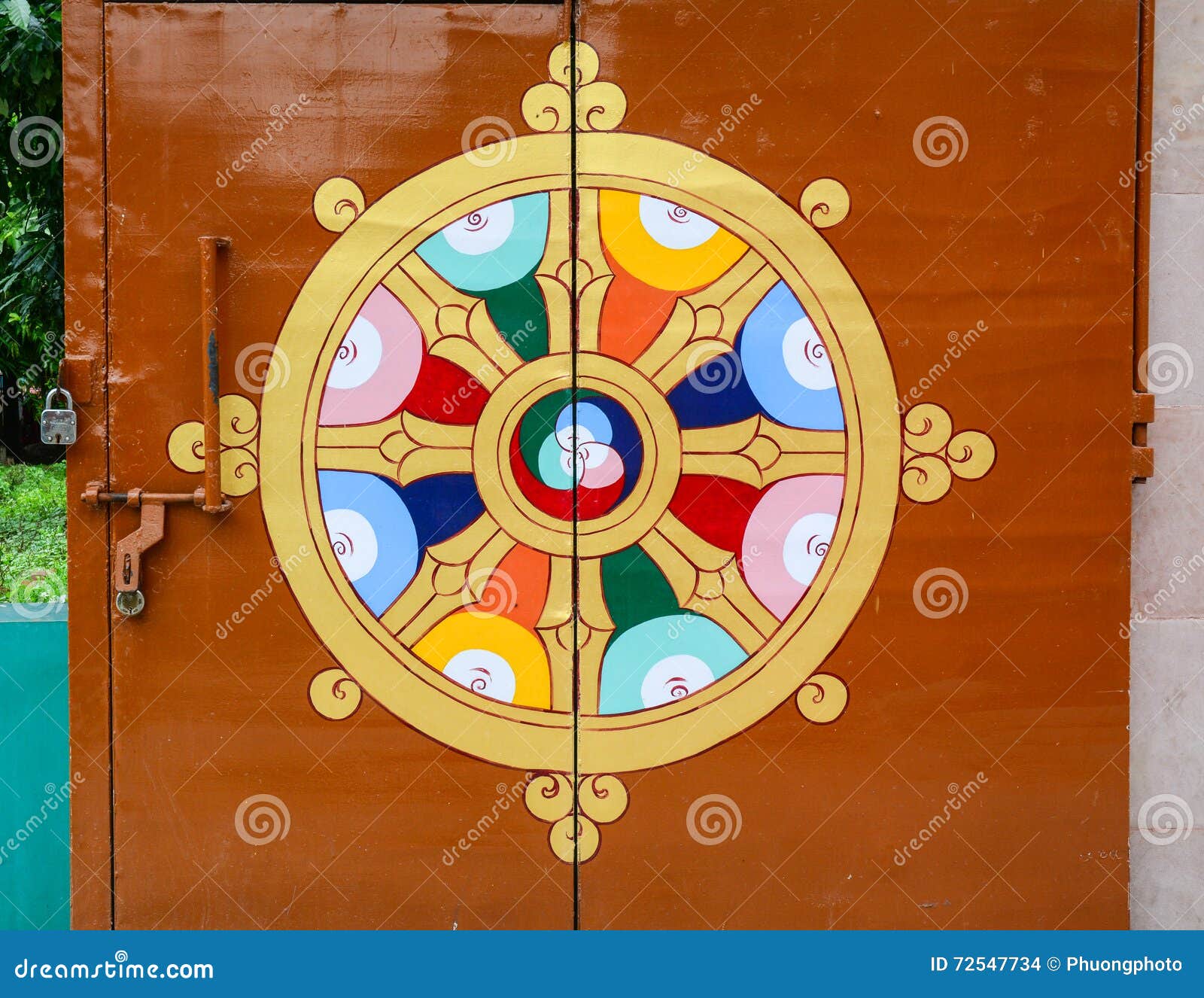 The Gate of Temple with Buddha Symbol in Agra, India Stock Photo ...