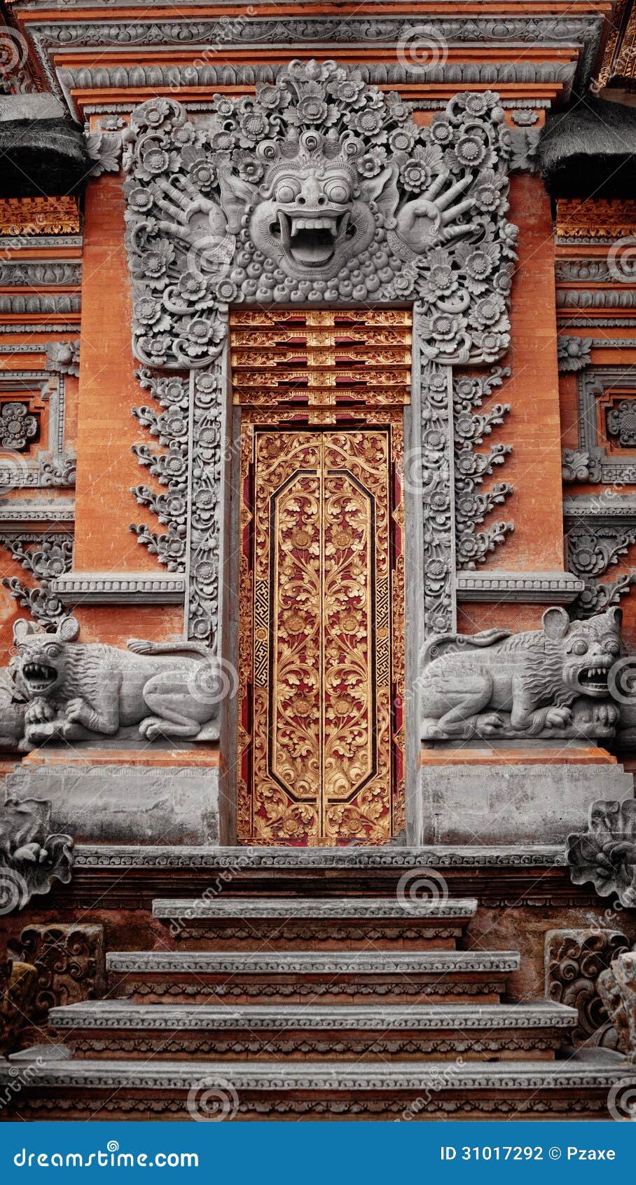 Gate of Temple Decorated with Ornaments. Indonesia, Bali Stock Photo ...
