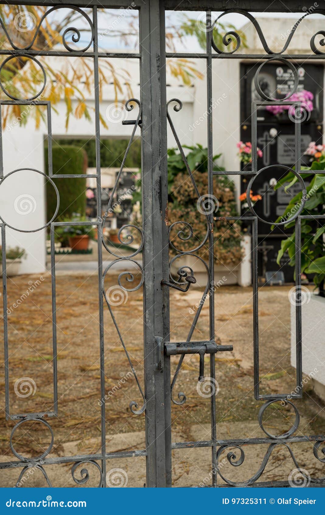 Gate to a cemetry stock image. Image of funeral, tombstones - 97325311
