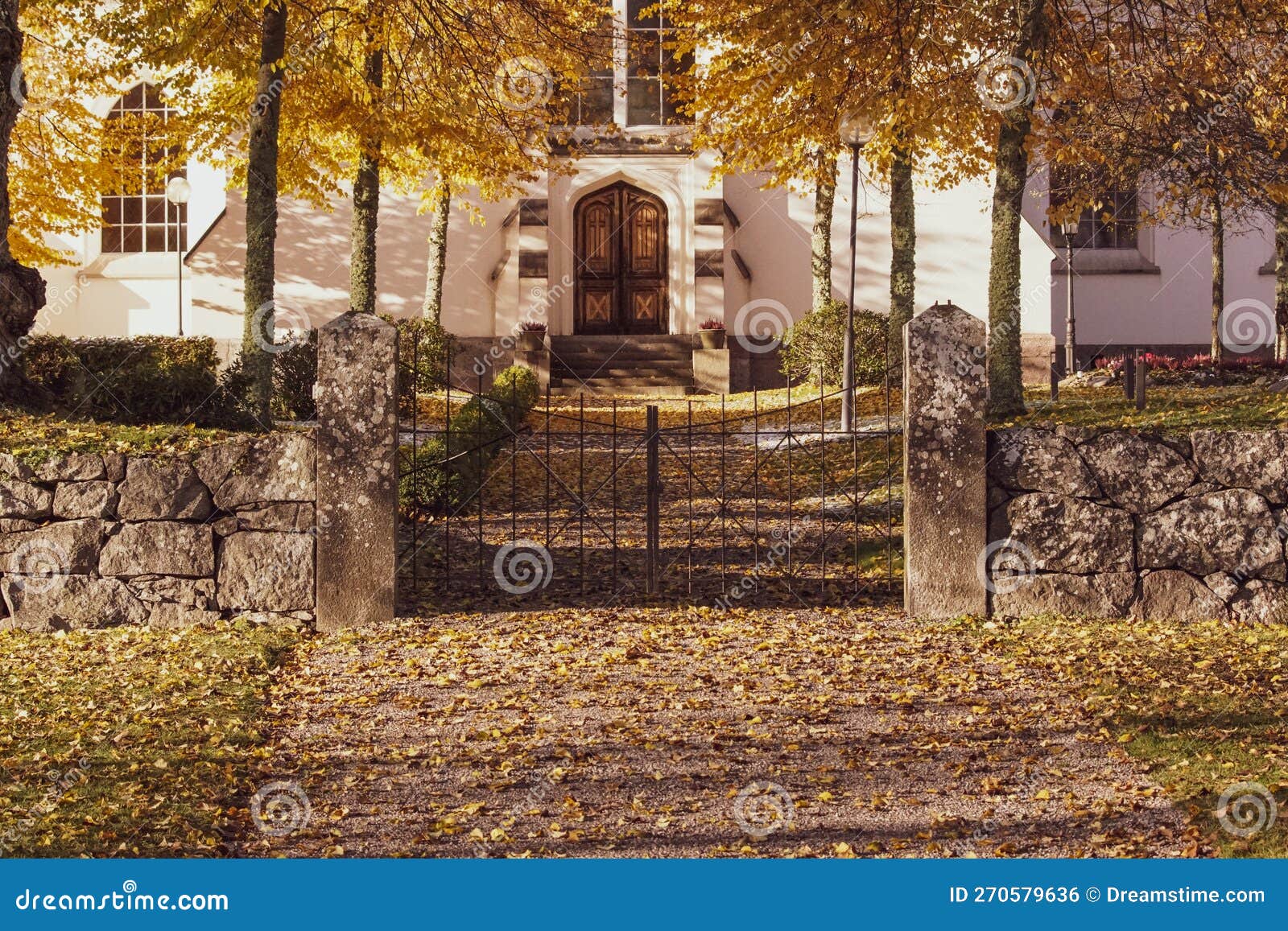 A Gate To a Church in the Fall Stock Photo - Image of surface, fence ...
