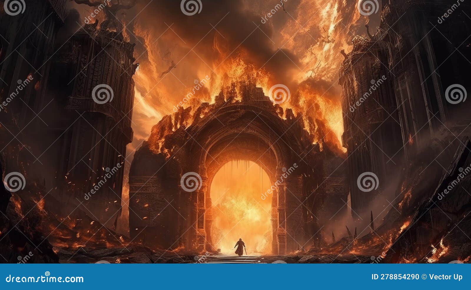 Gate To Hell. Generative AI Stock Illustration - Illustration of ...