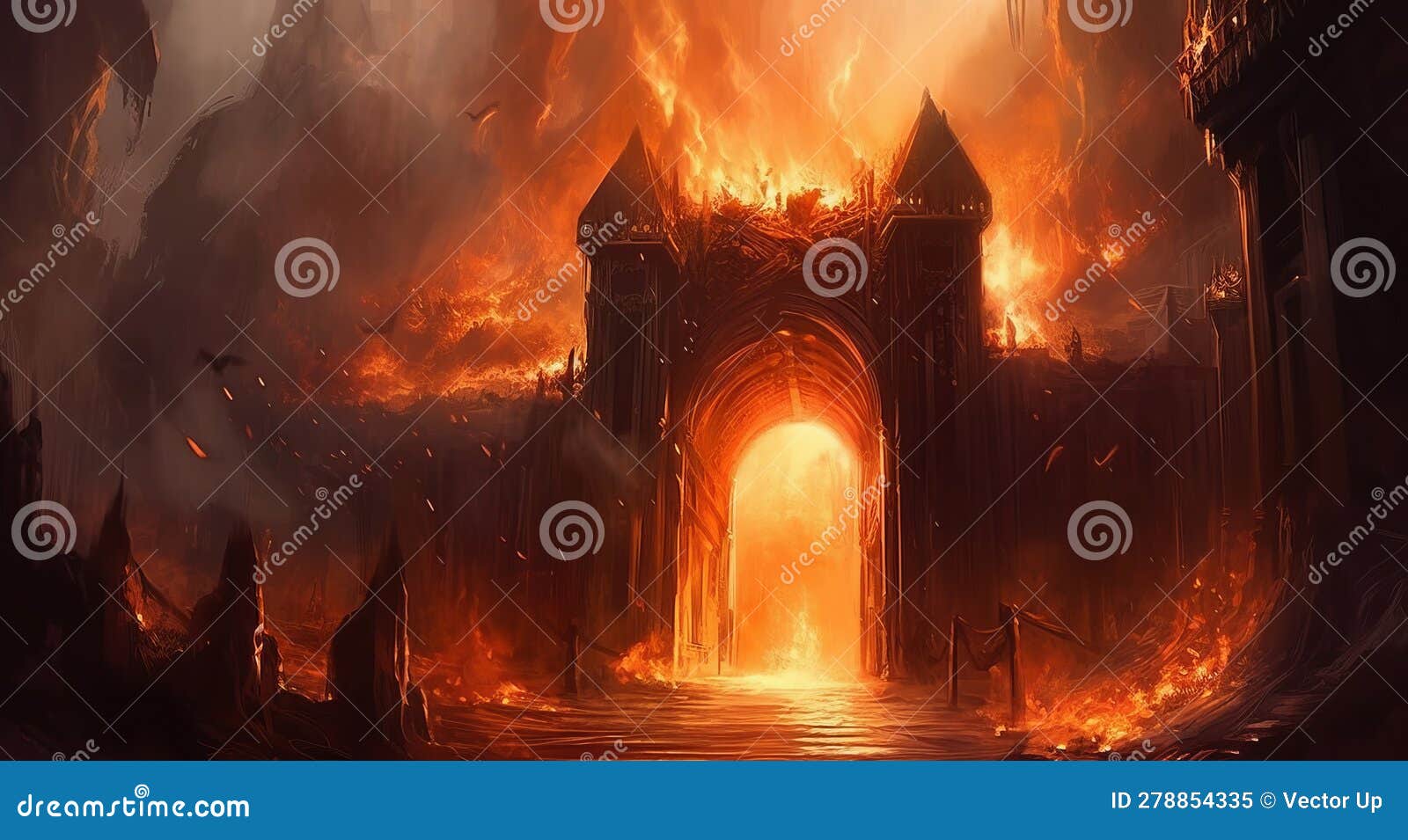 Gate To Hell. Generative AI Stock Illustration - Illustration of ...