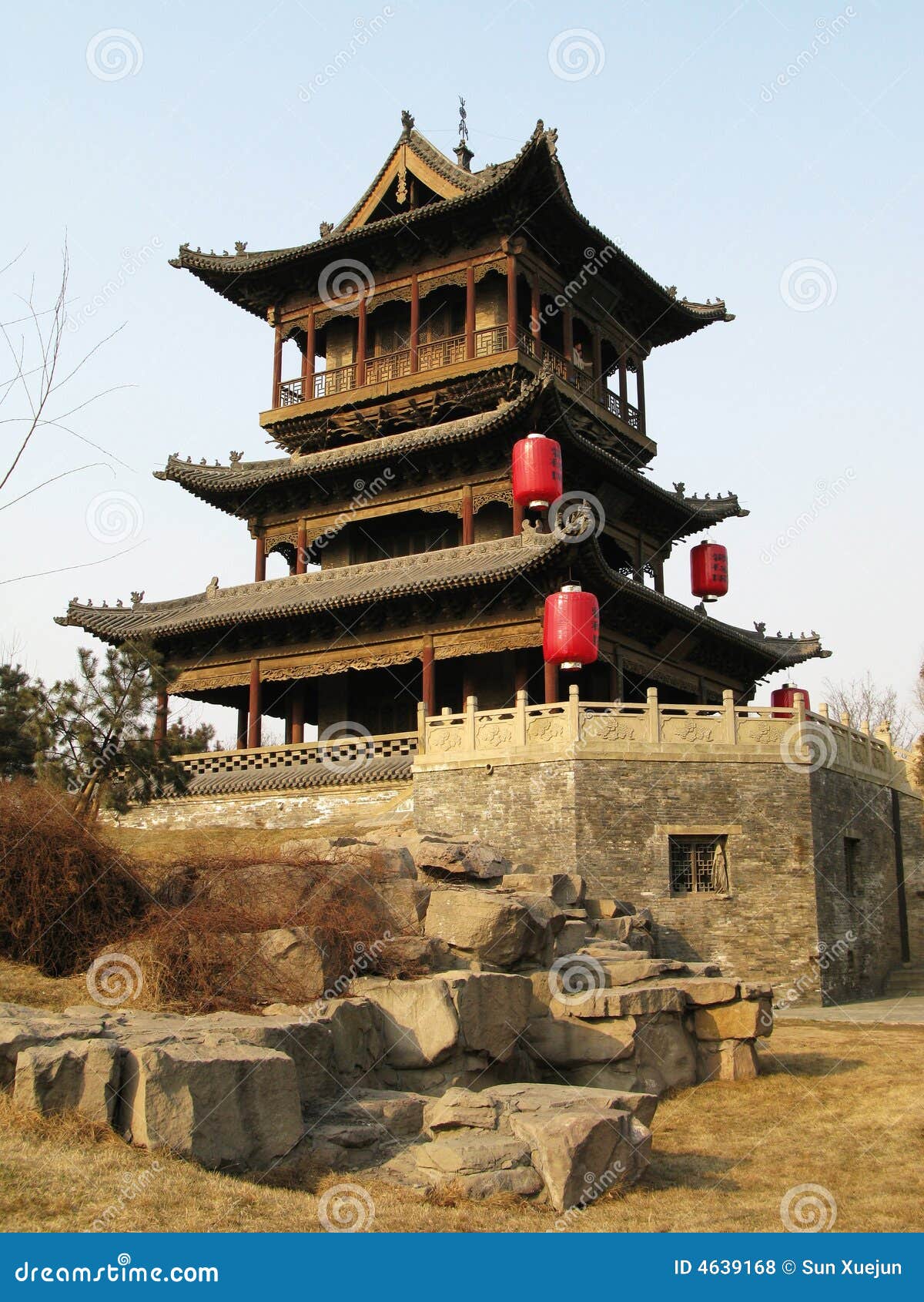 Gate Tower in China Village Stock Photo - Image of fortress ...