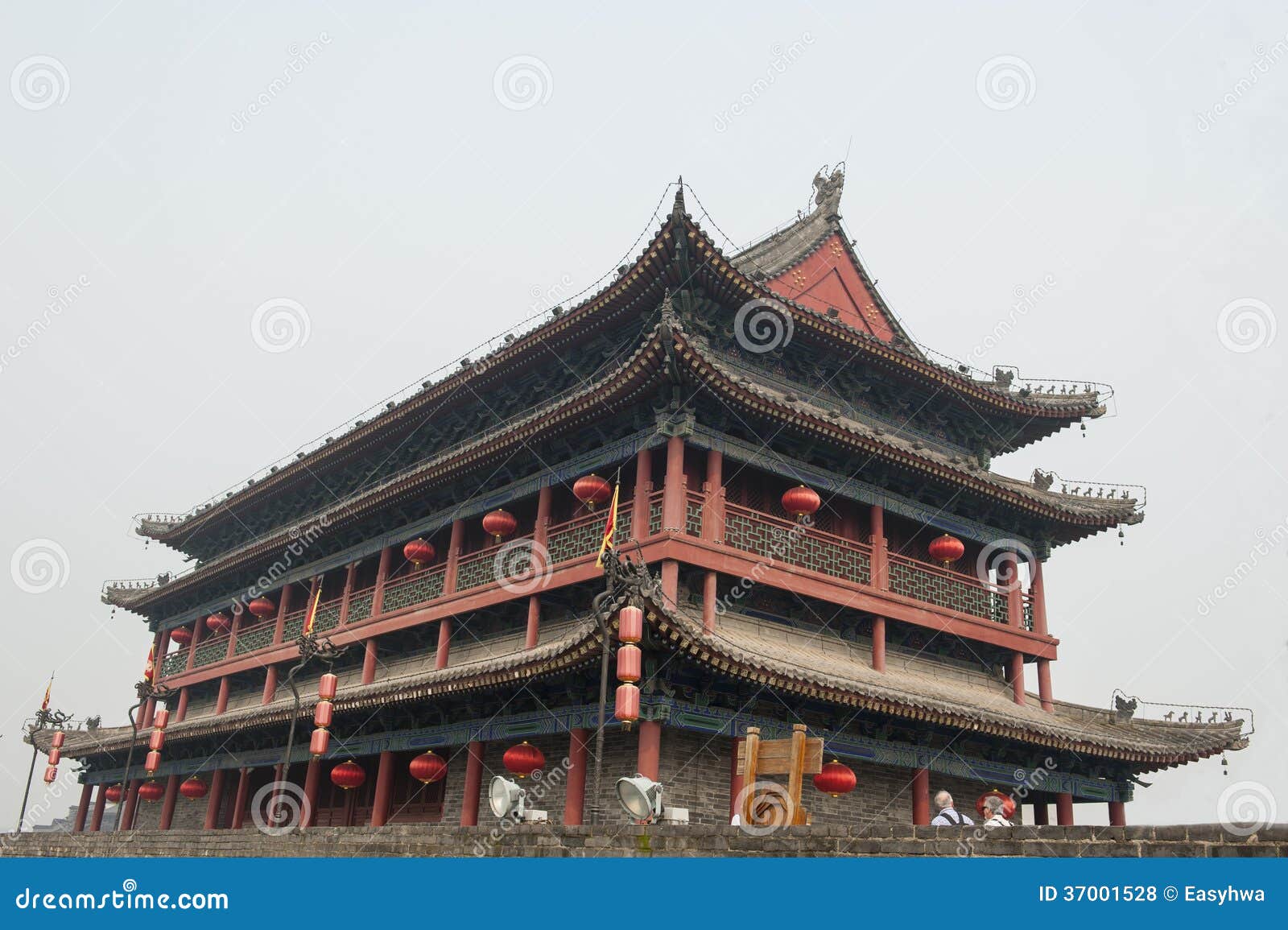 Gate Tower of Xian City Wall Stock Photo - Image of tile, attraction ...