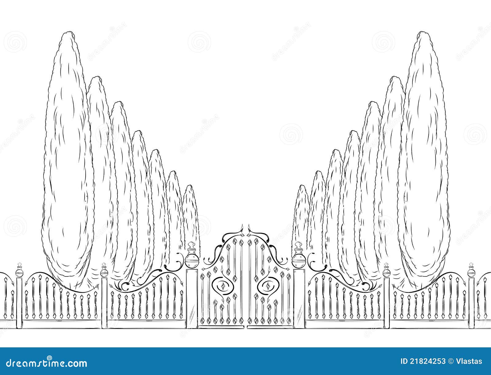 Gate and trees stock vector. Illustration of ancient - 21824253