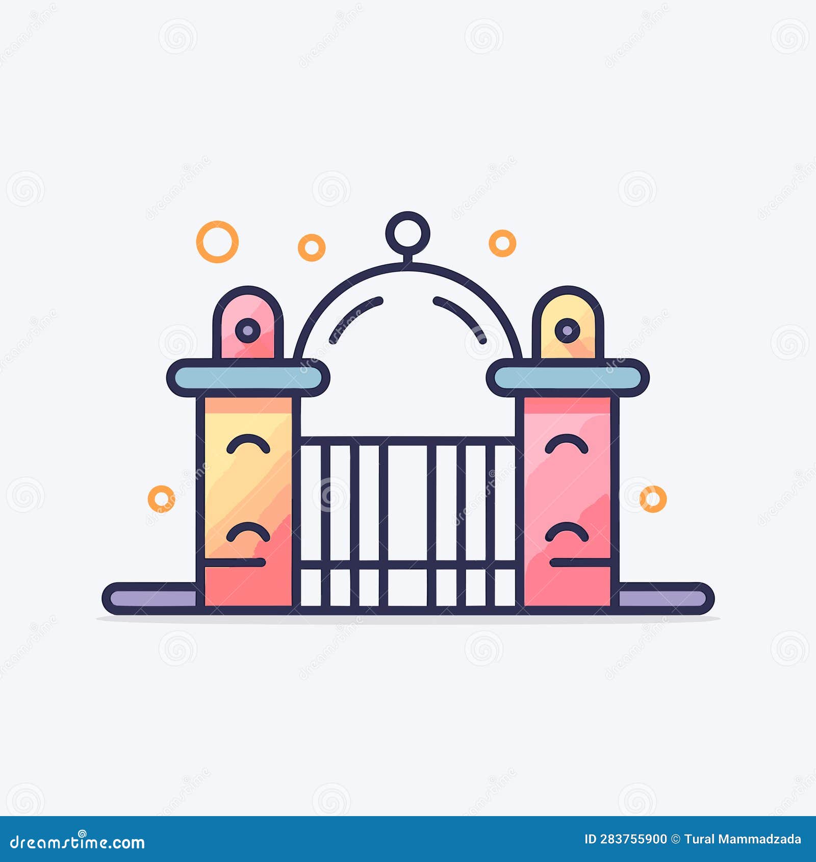 Vector of a Flat Vector Icon of a Grand Entrance Gate with Pillars and ...