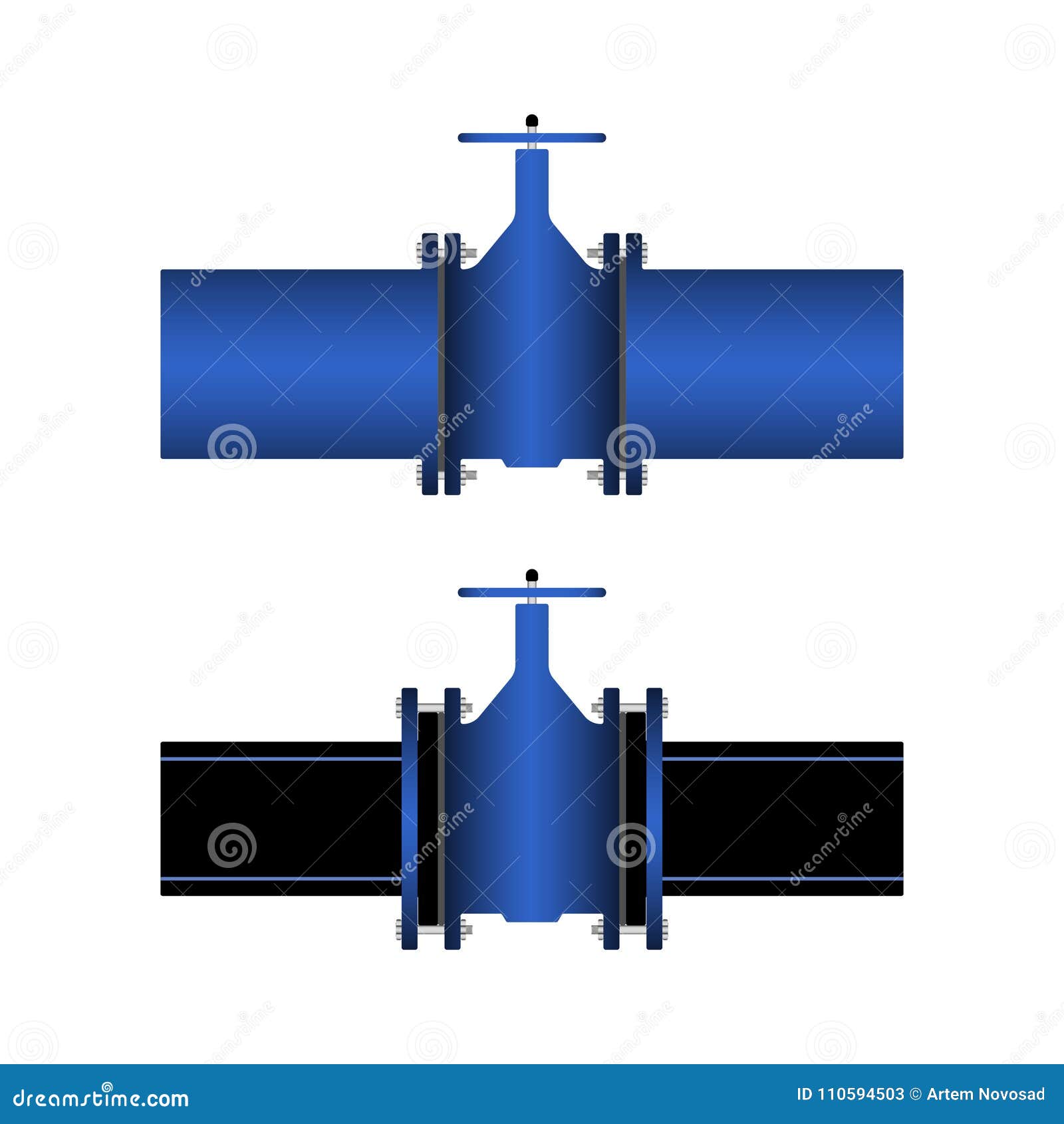 Gate Valve in Connection with Pipes Stock Illustration - Illustration ...