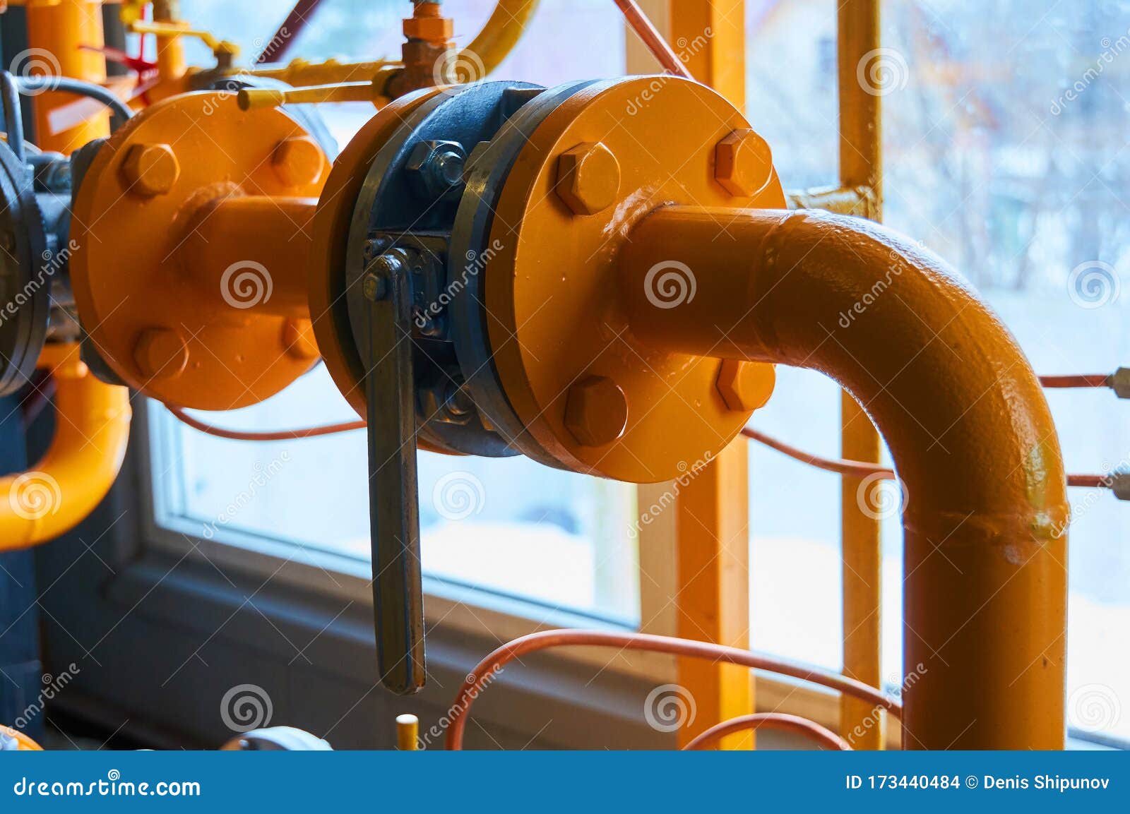 Gate Valve on the Yellow Gas Pipe Stock Photo - Image of engineering ...