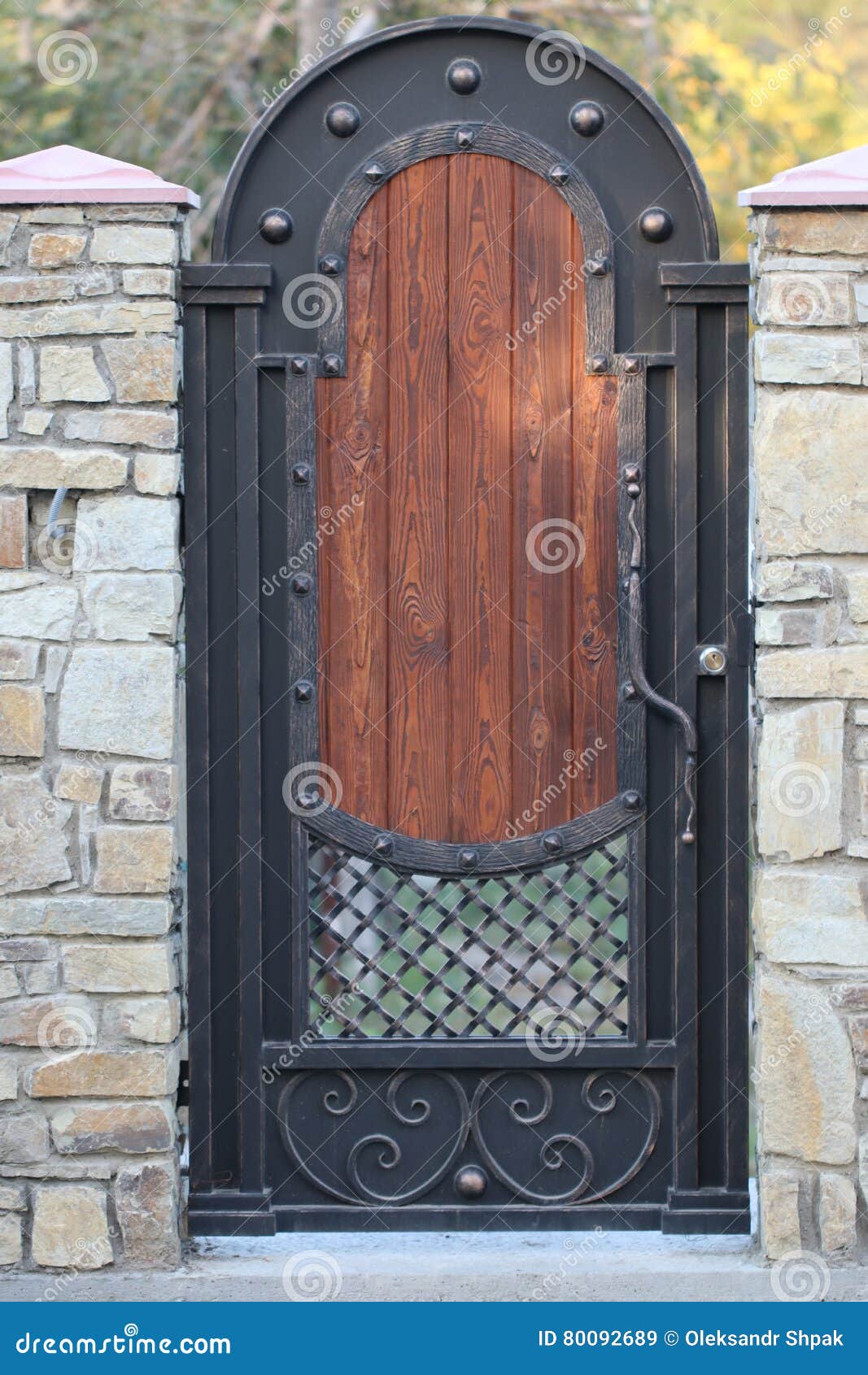 Gate view from the street stock image. Image of forged - 80092689