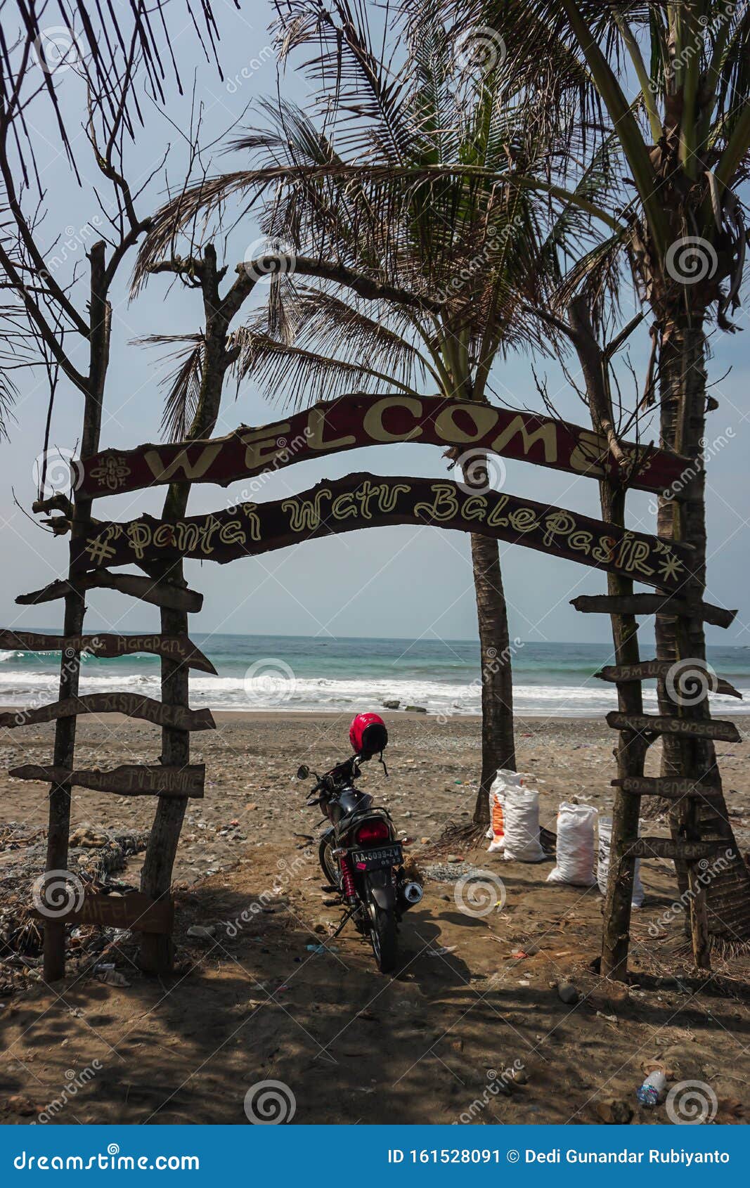 Gate at Watu Bale Beach, Kebumen, Central Java, Indonesia Editorial ...