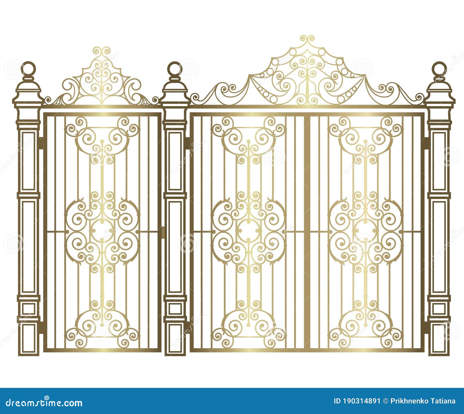 Ornate Wicket Gate, Classic Wrought Iron Door Of 19th Century. Vintage ...