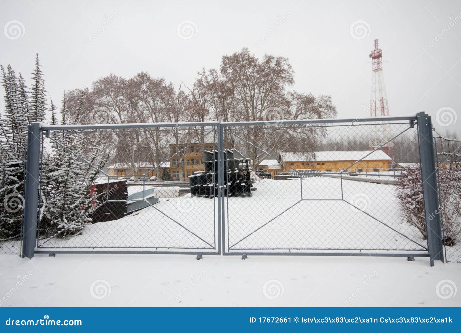 Gate in winter stock image. Image of industry, construction - 17672661