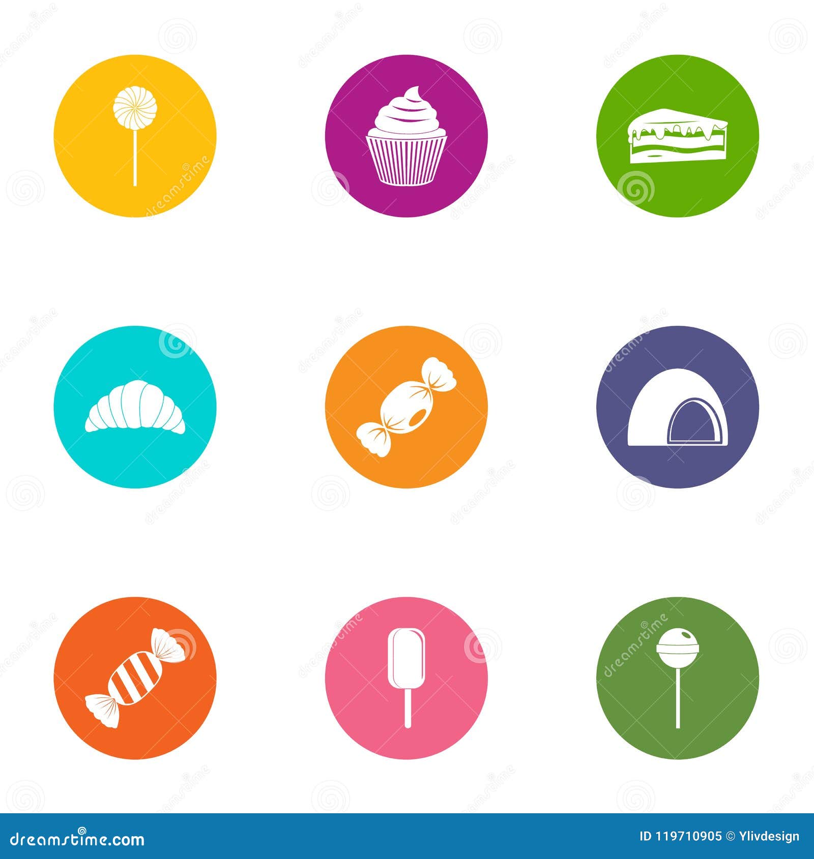 Gateau Icons Set, Flat Style Stock Vector - Illustration of chocolate ...