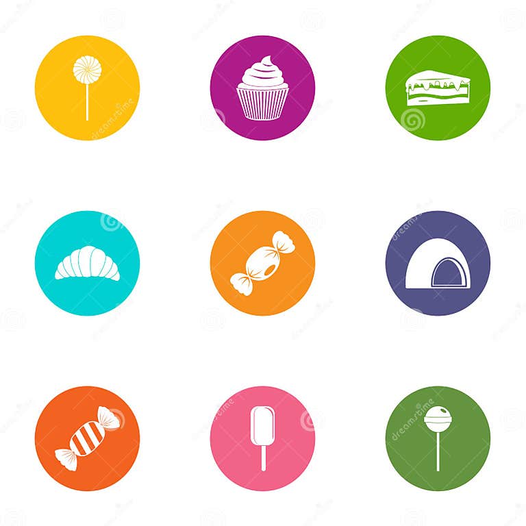 Gateau Icons Set, Flat Style Stock Vector - Illustration of chocolate ...