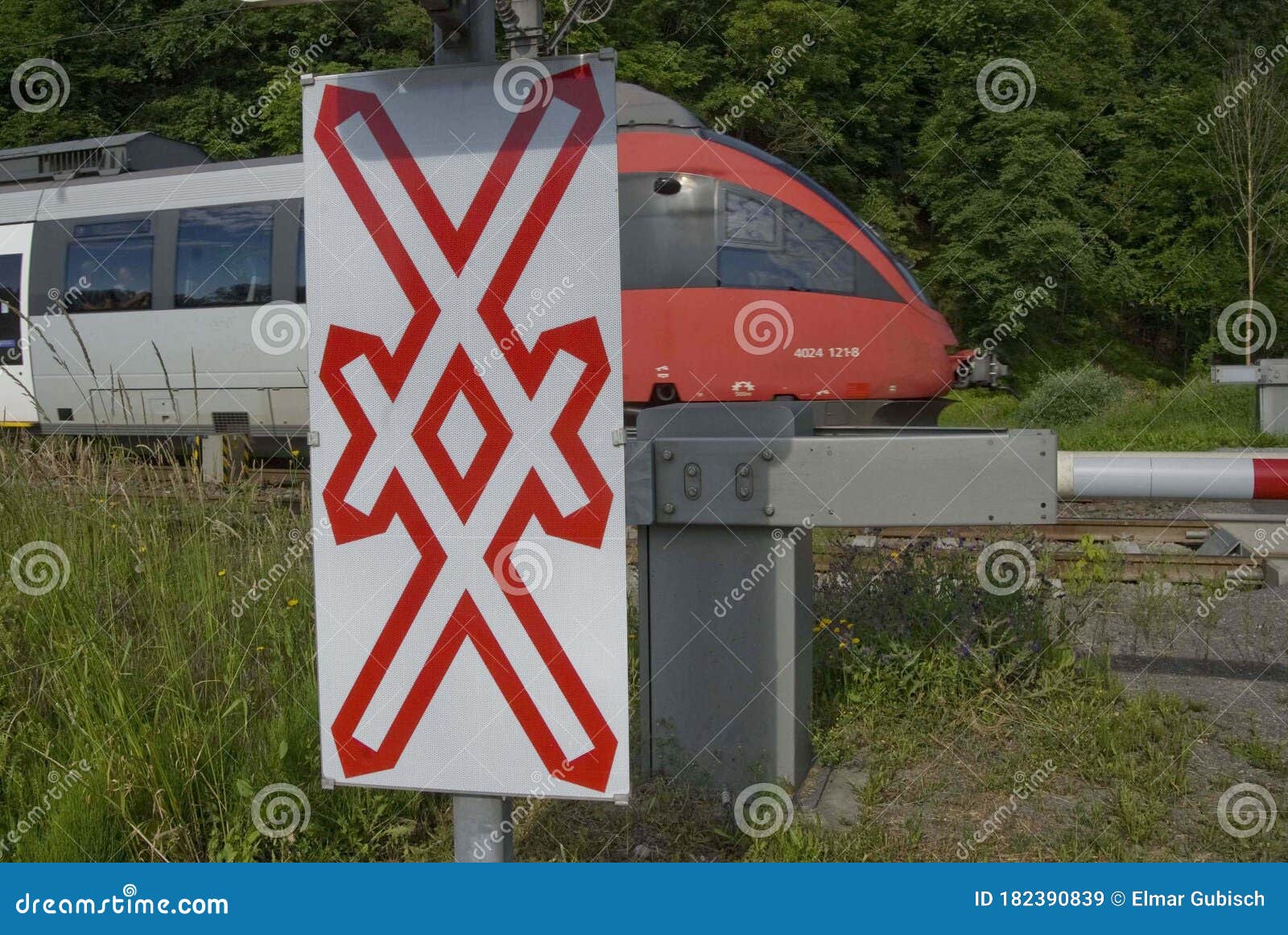 Gated Level Crossing with Crossbuck Stock Image - Image of austria ...