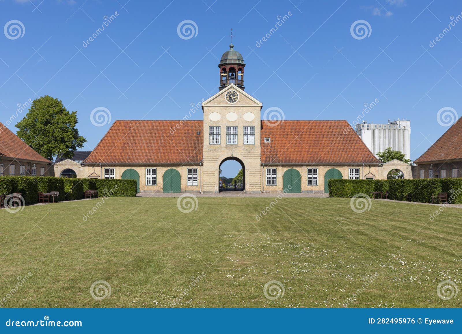 Gatehouse with Clocktower at Augustenborg Palace Stock Photo - Image of ...