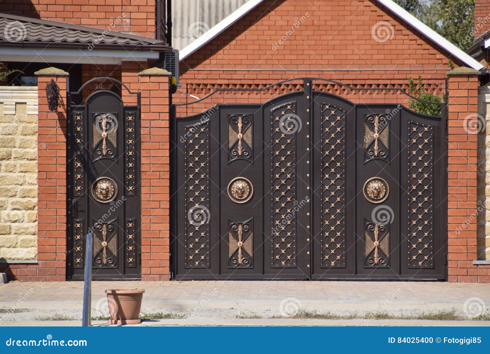 Gates of Brown Metal Sheets. Roofing Materials Stock Photo - Image of ...