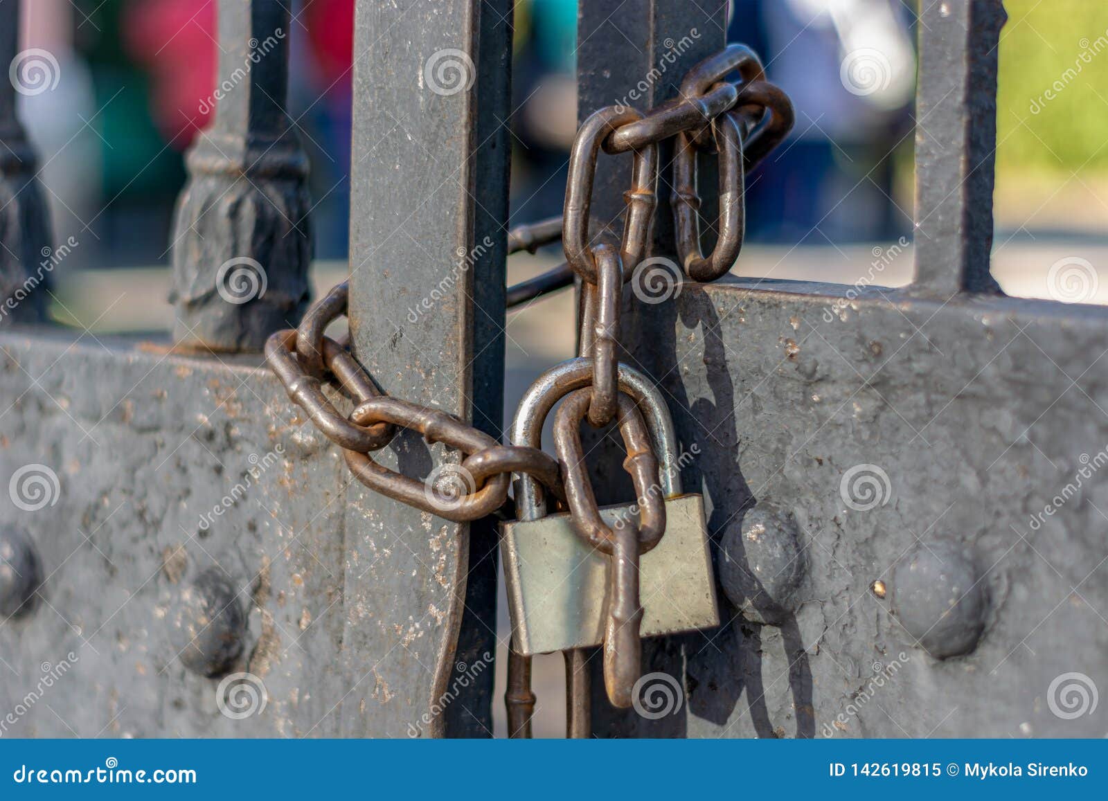 Gates Closed on the Chain and Lock Stock Image - Image of perimeter ...