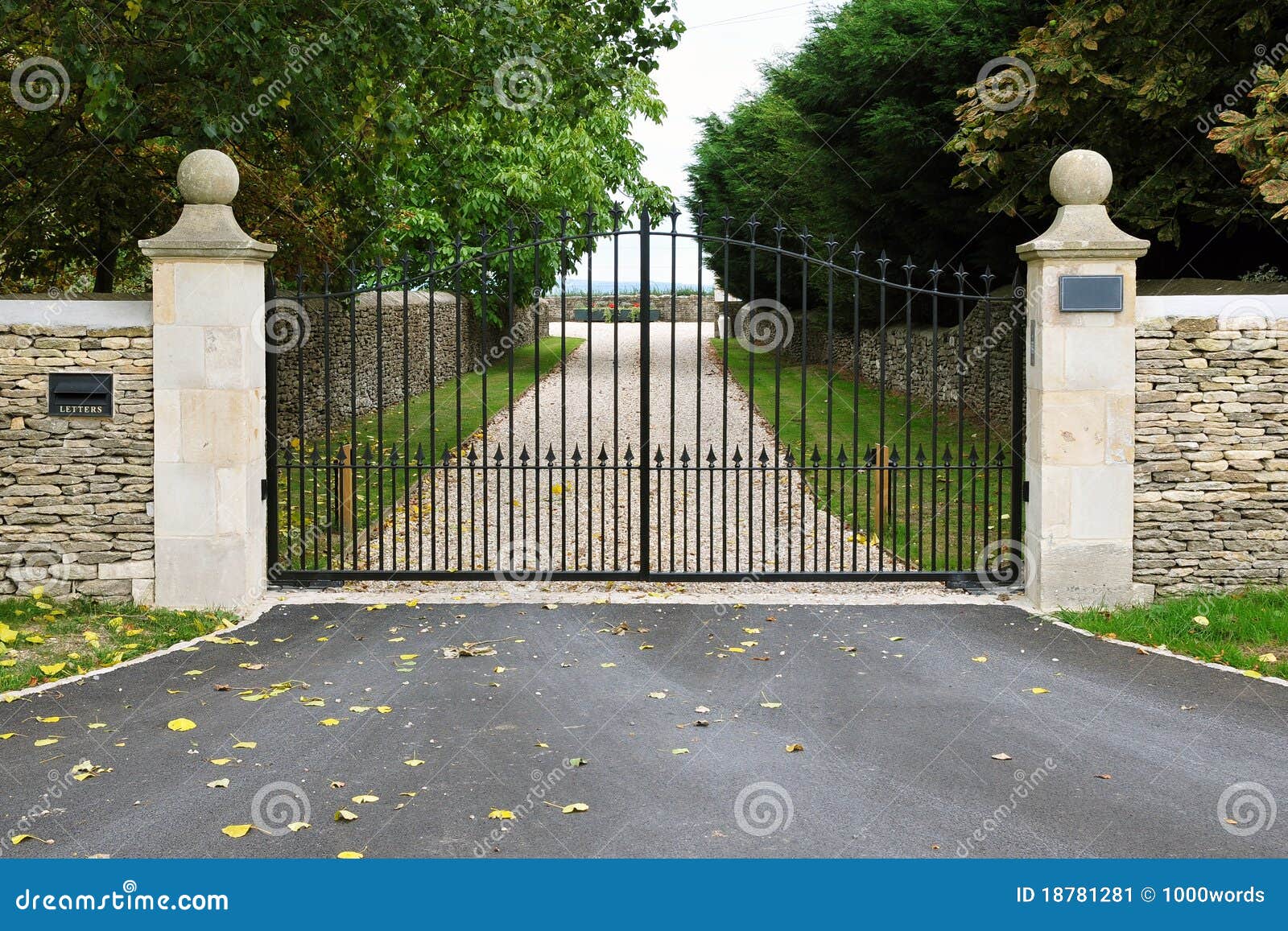 Gates and Driveway stock image. Image of alley, entrance - 18781281