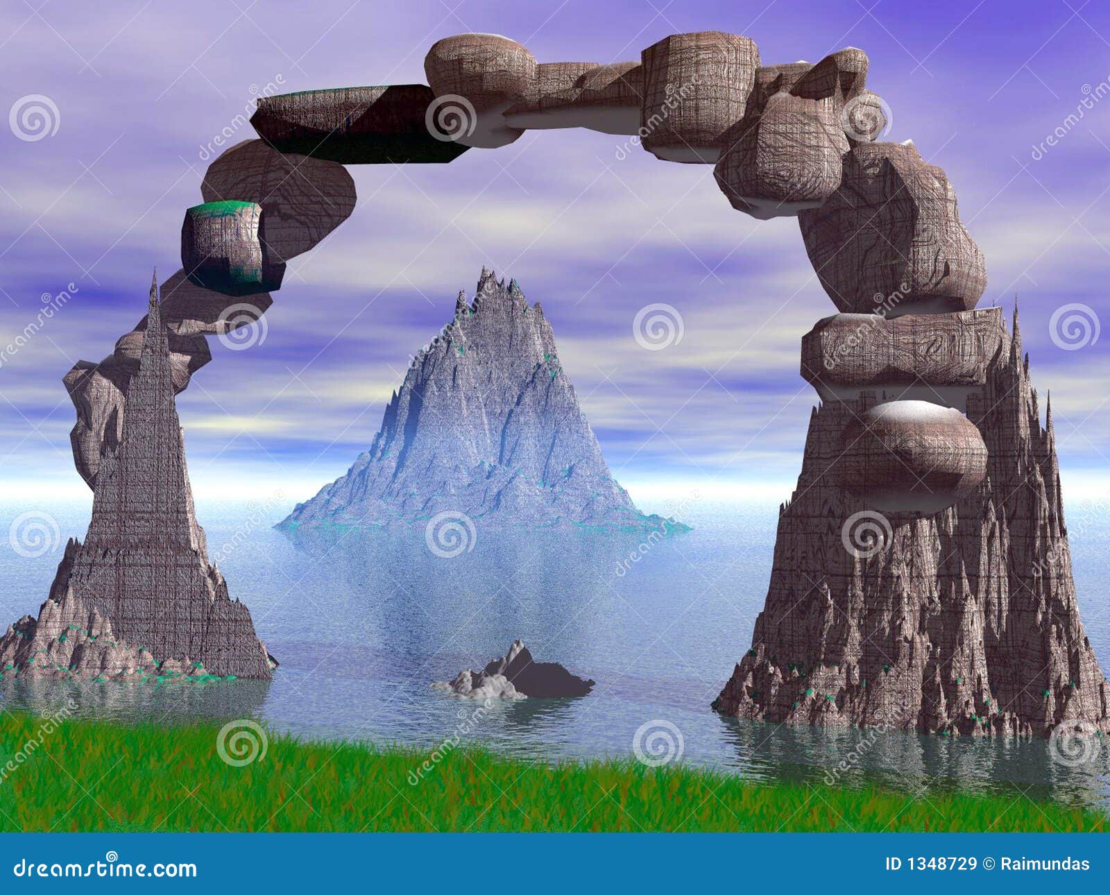 Gates in ocean 3d stock illustration. Illustration of water - 1348729