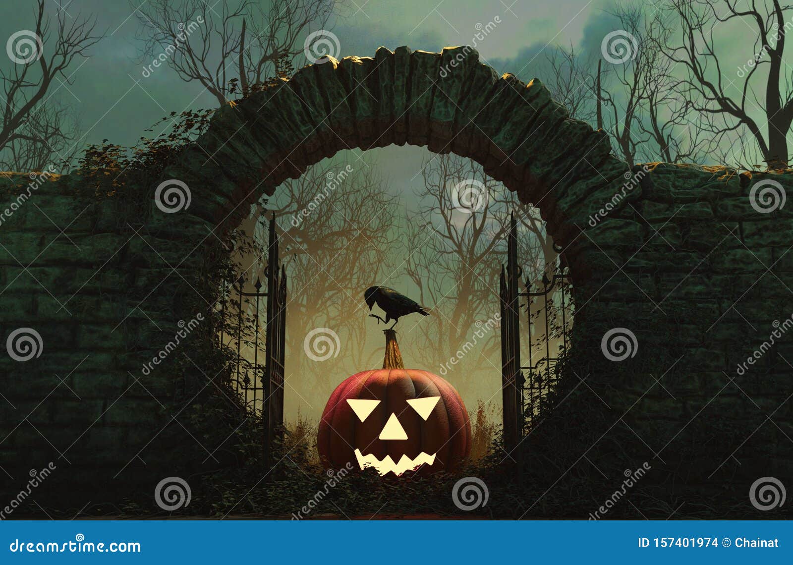 The Gates is Open and Halloween is Here Stock Illustration ...