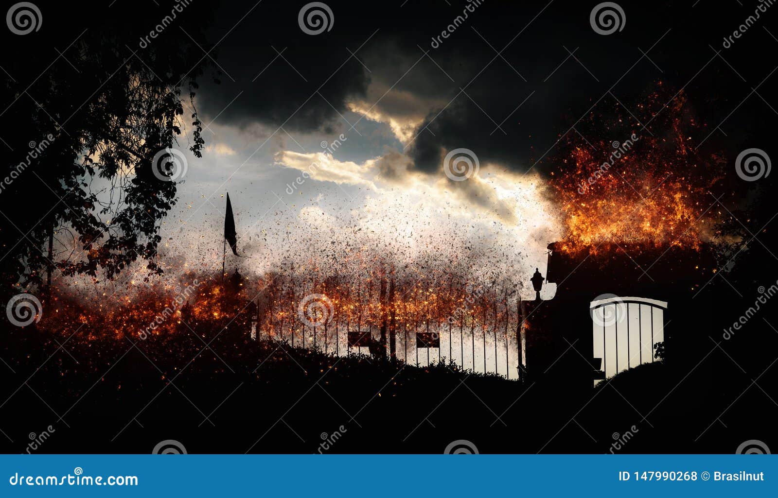 Gates To Hell with Fire - Digital Manipulation Stock Photo - Image of ...