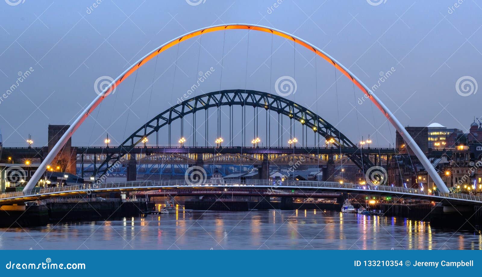 Gateshead Millennium Bridge and the Tyne Bridge Editorial Stock Image ...