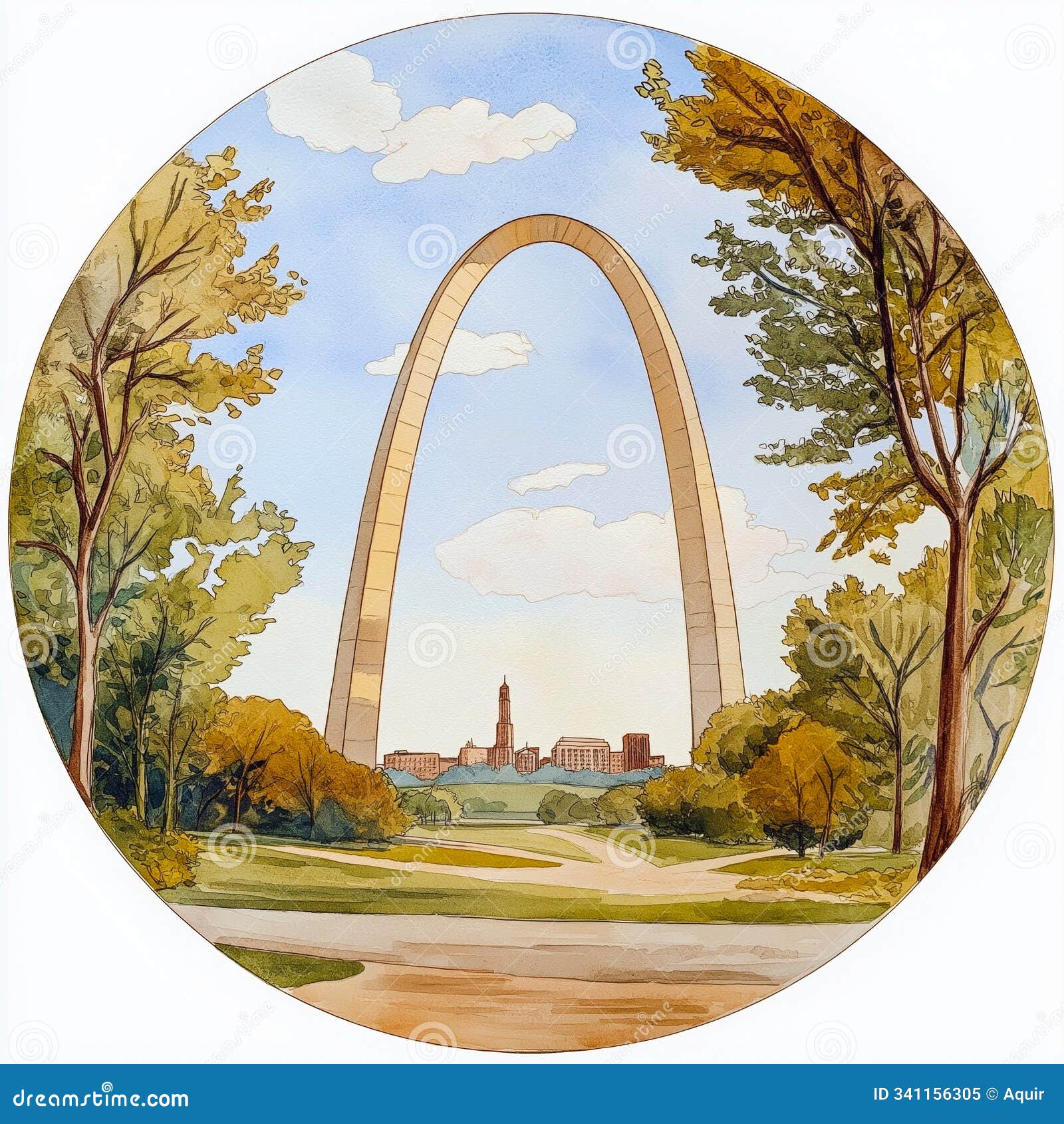 Gateway Arch. Gateway Arch Hand-drawn Comic Illustration. Vector Doodle ...