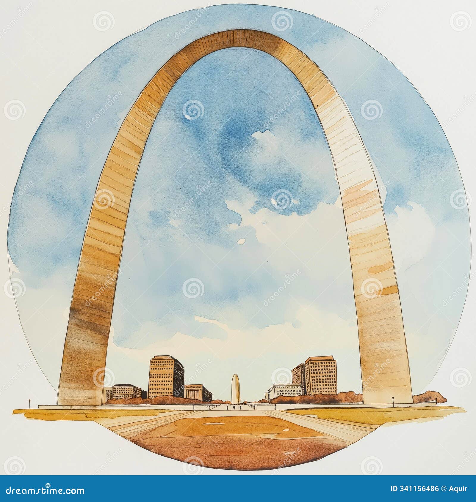 Gateway Arch. Gateway Arch Hand-drawn Comic Illustration. Vector Doodle ...