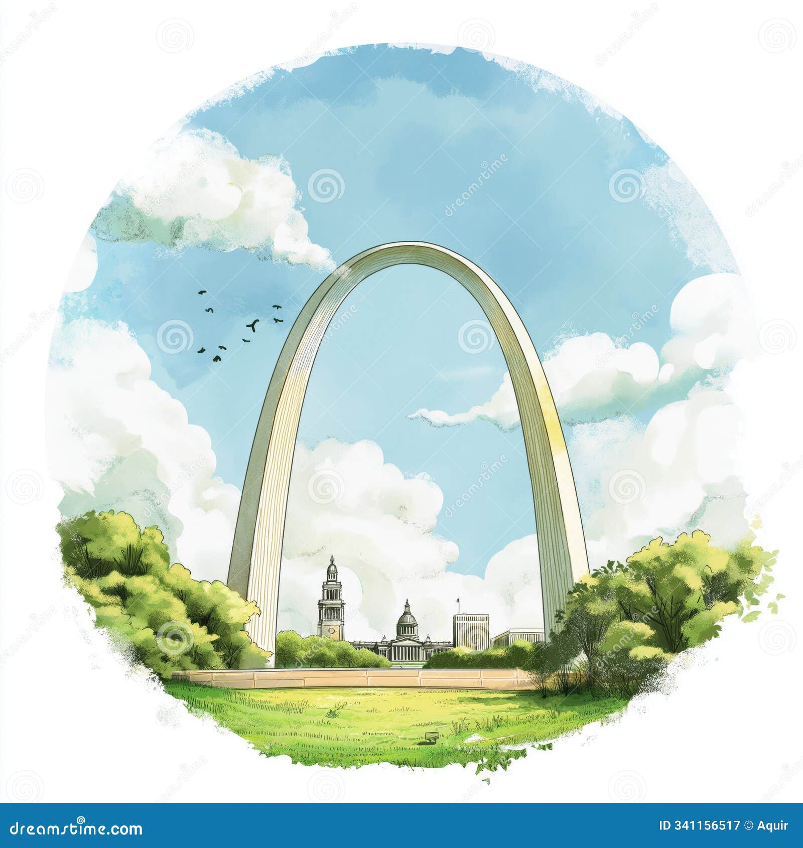 Gateway Arch. Gateway Arch Hand-drawn Comic Illustration. Vector Doodle ...