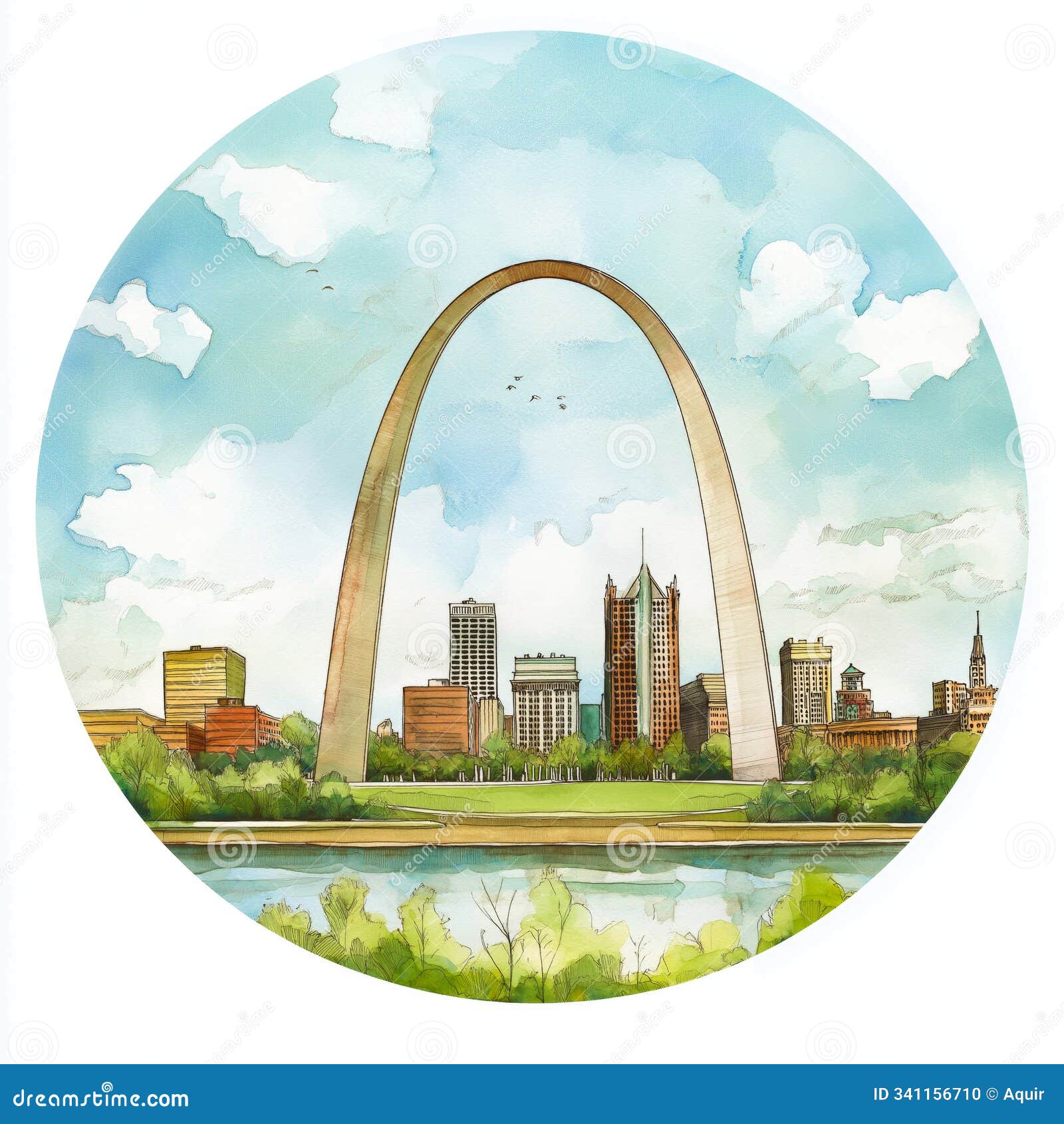 Gateway Arch. Gateway Arch Hand-drawn Comic Illustration. Vector Doodle ...