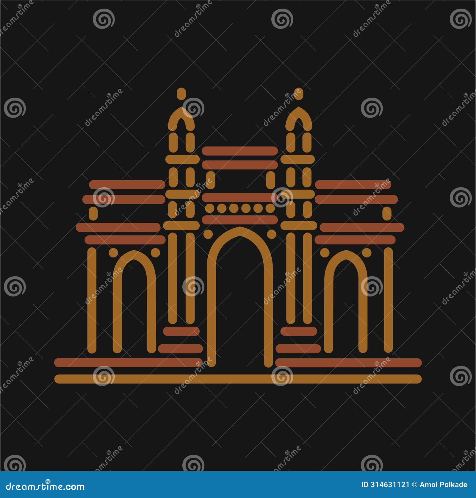 Gateway of India Vector Illustration Icon Stock Vector - Illustration ...