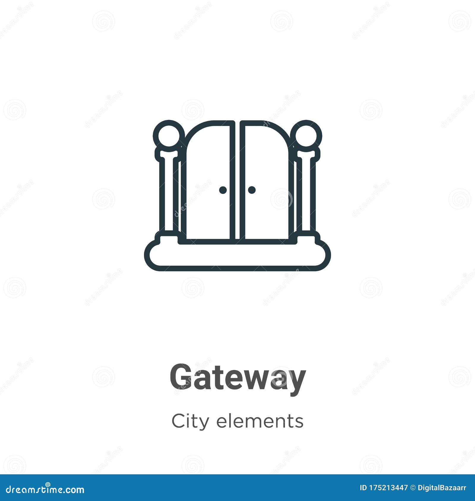Gateway Outline Vector Icon. Thin Line Black Gateway Icon, Flat Vector Simple Element ...