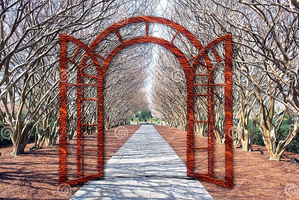 Gateway through Trees stock photo. Image of gardening - 149195210