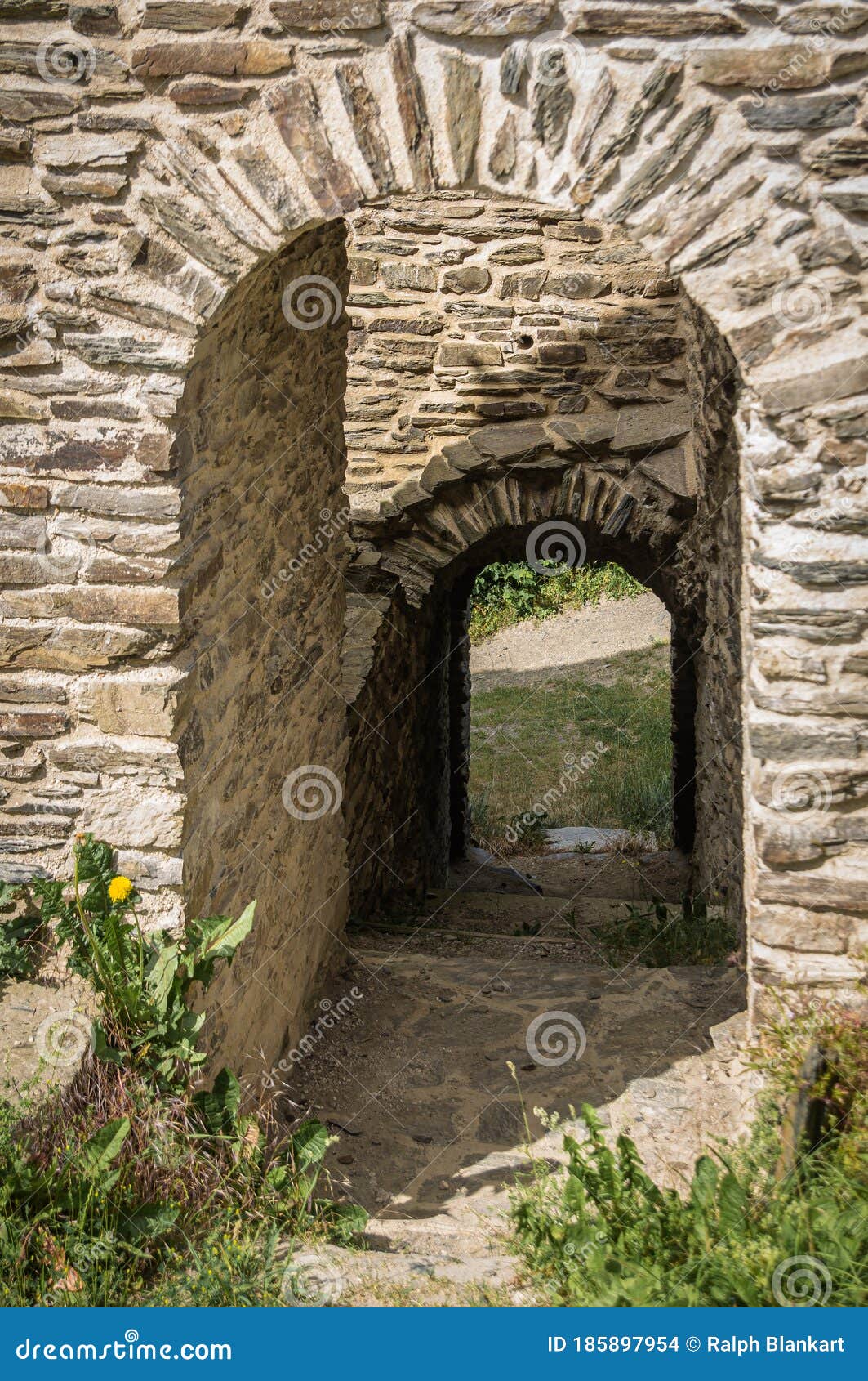 Gateway through the Wall of a Medieval Castle Ruin Stock Photo - Image ...