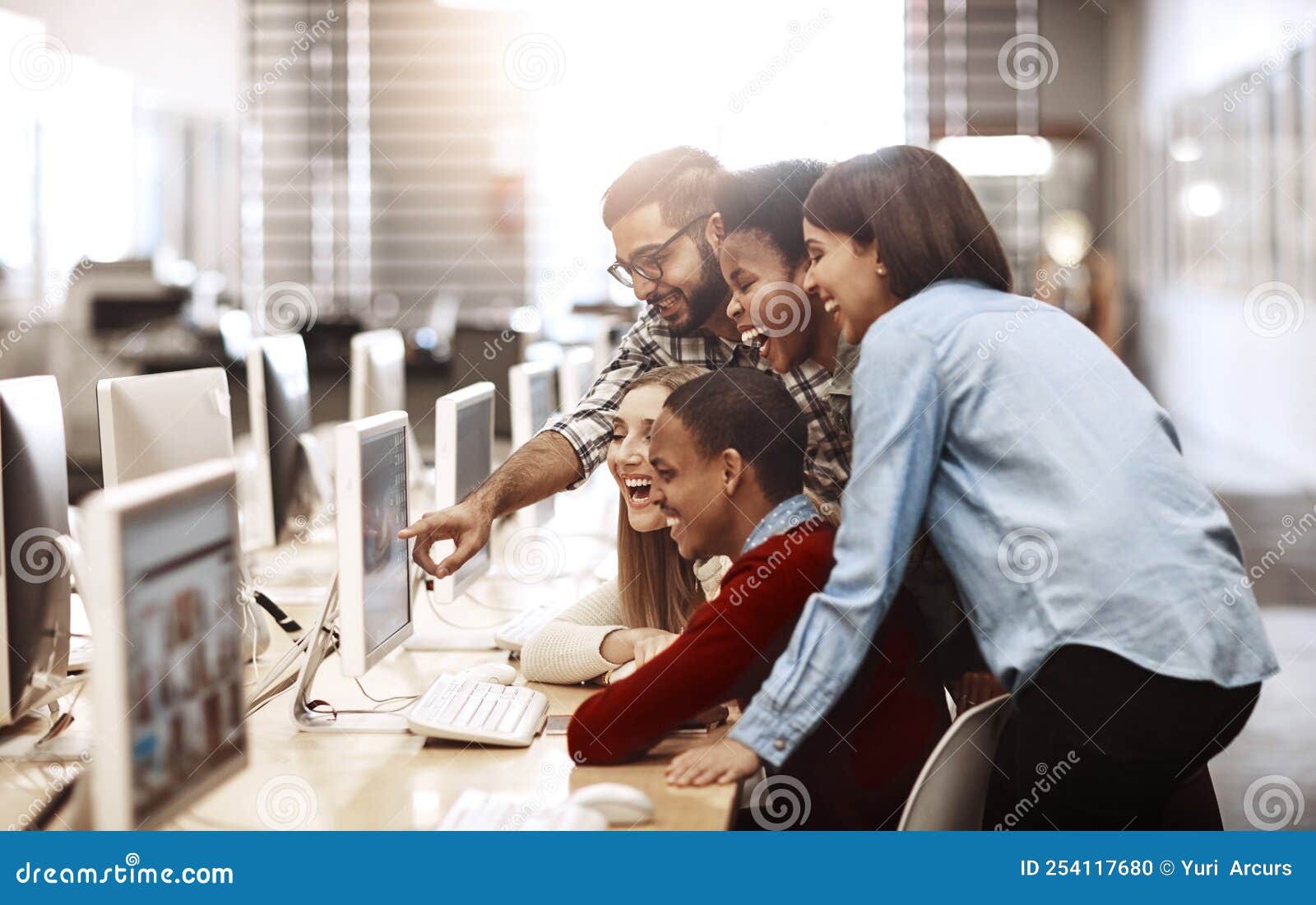 Gathered Around To Share Research. a Group of University Students ...